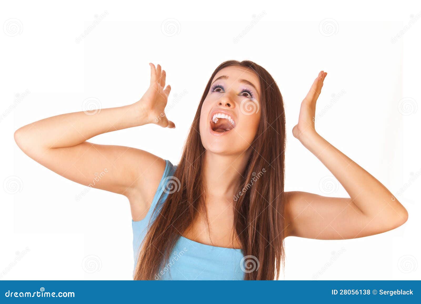 Pretty woman looking up stock photo. Image of portrait - 28056138