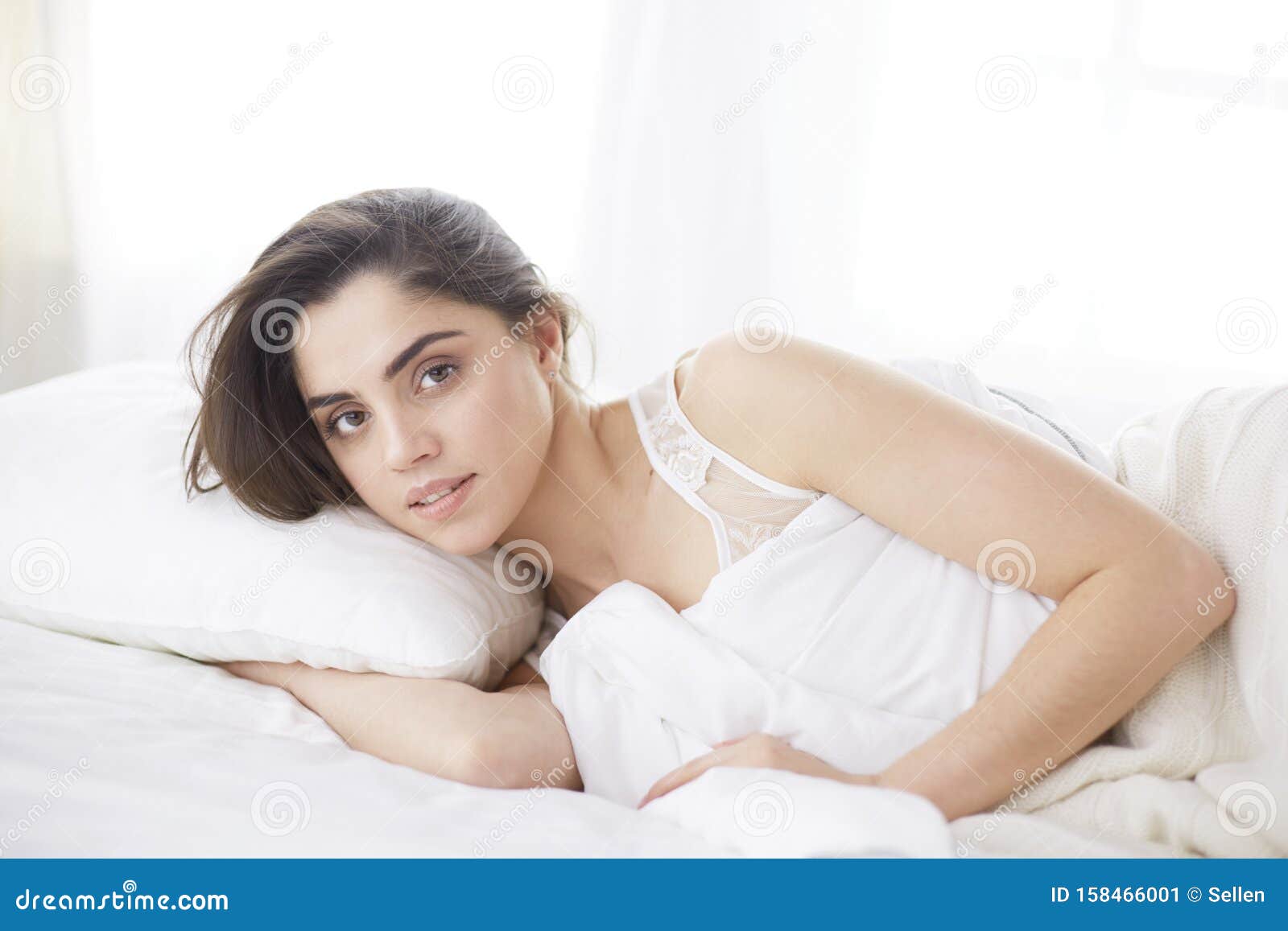 Pretty Woman Lying Down On Her Bed At Home Stock Image Image Of