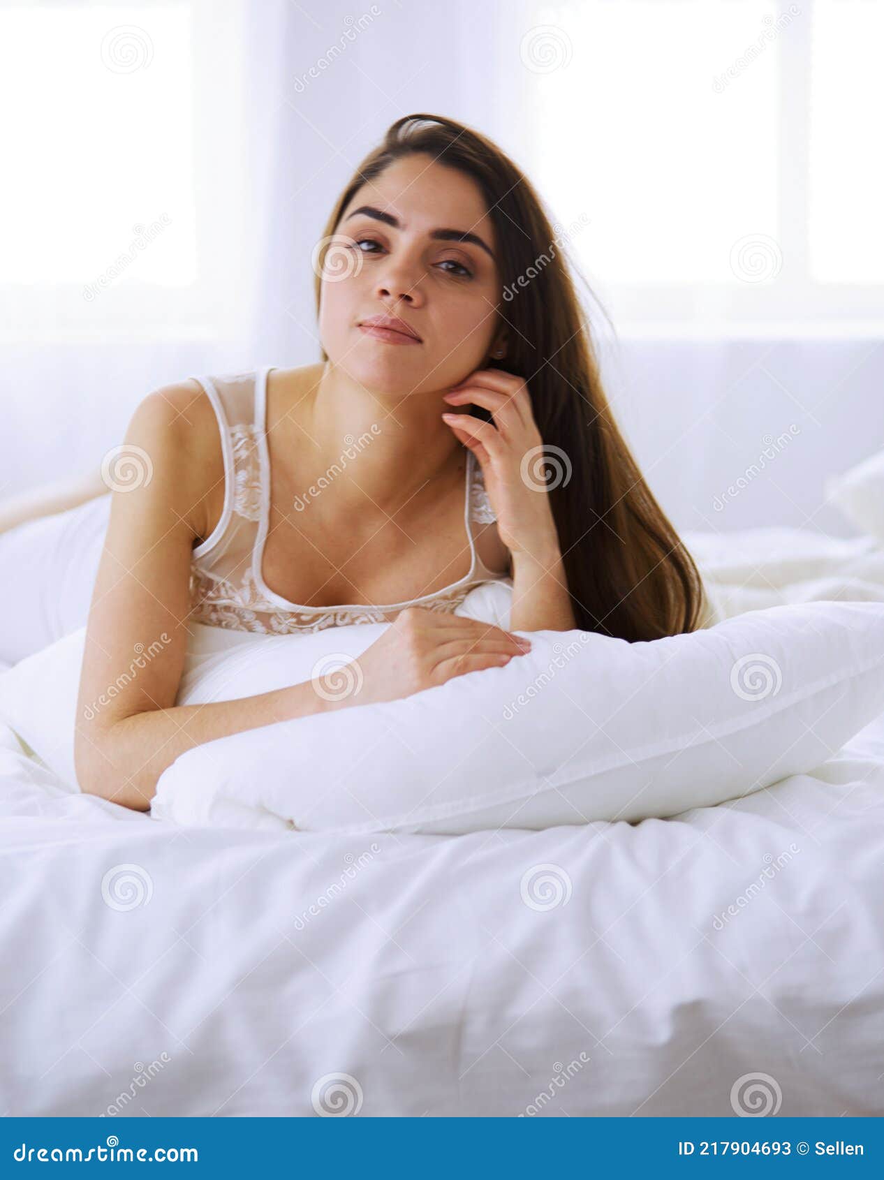 Pretty Woman Lying Down On Her Bed At Home Stock Image Image Of Lying
