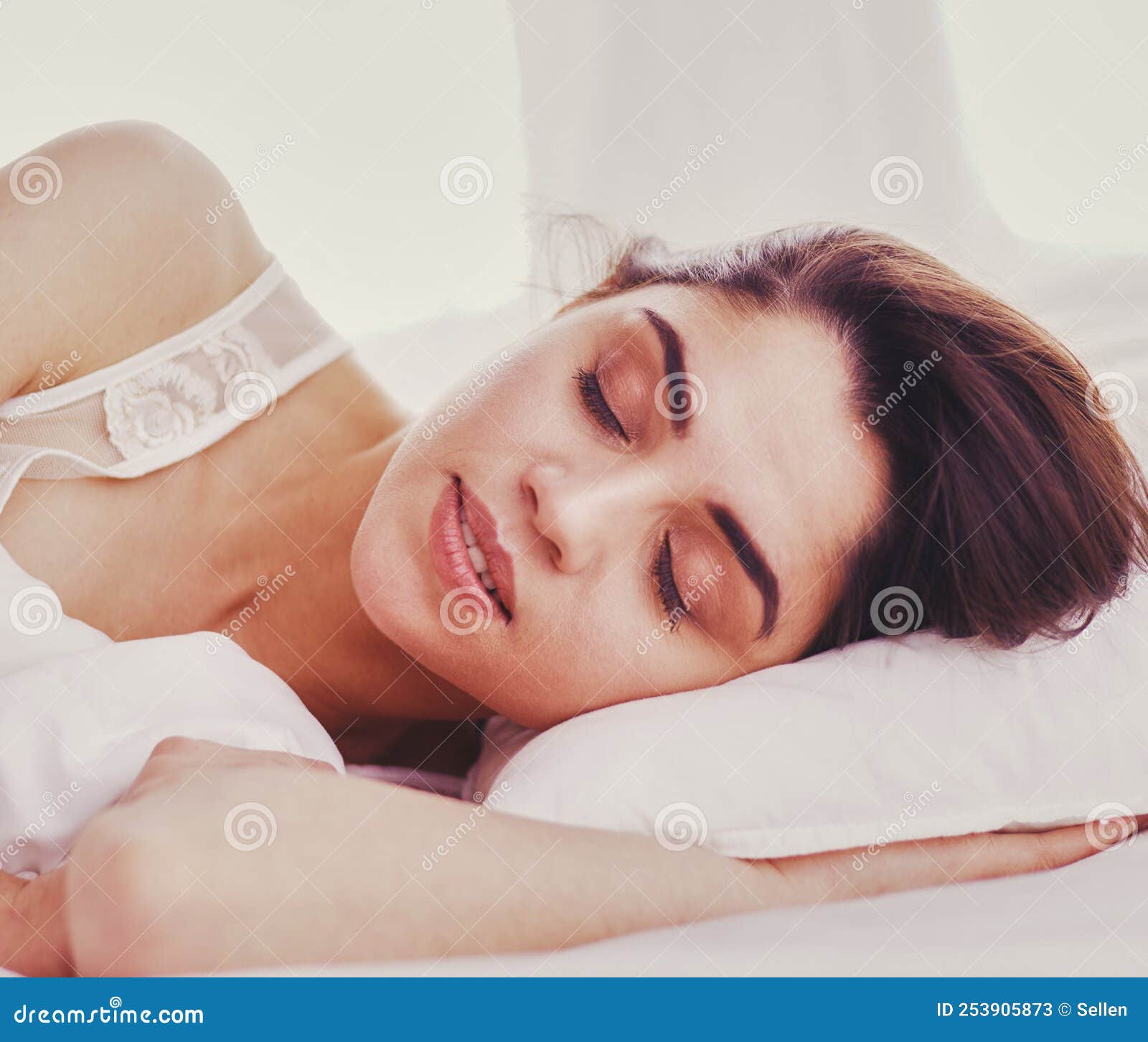 Pretty Woman Lying Down On Her Bed At Home Stock Image Image Of Girl