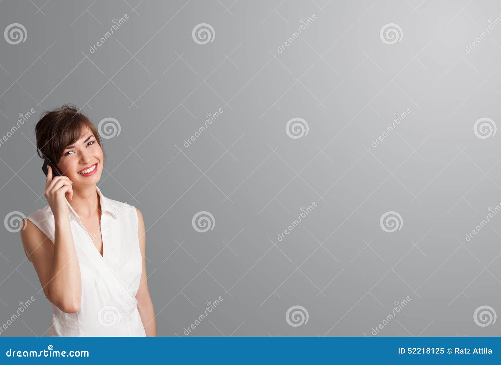 Pretty Woman Making Phone Call with Copy Space Stock Image - Image of ...