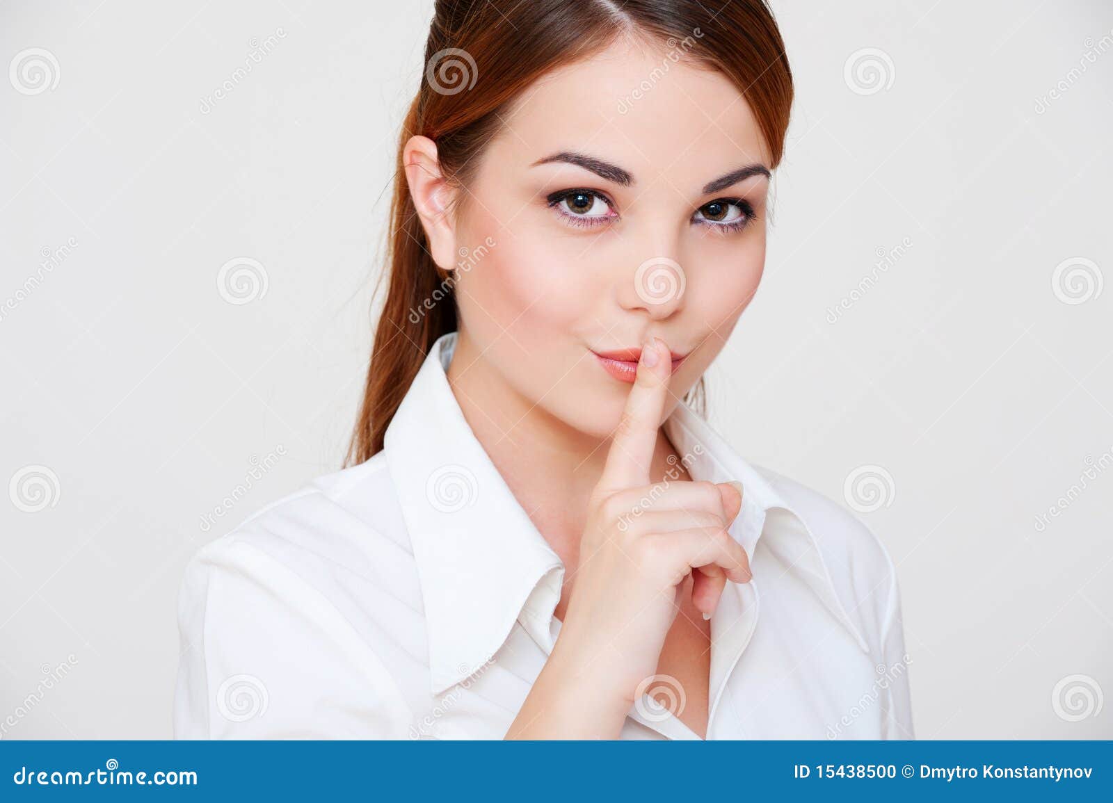 Pretty Woman Making Silence Sign Stock Photo - Image of isolated ...