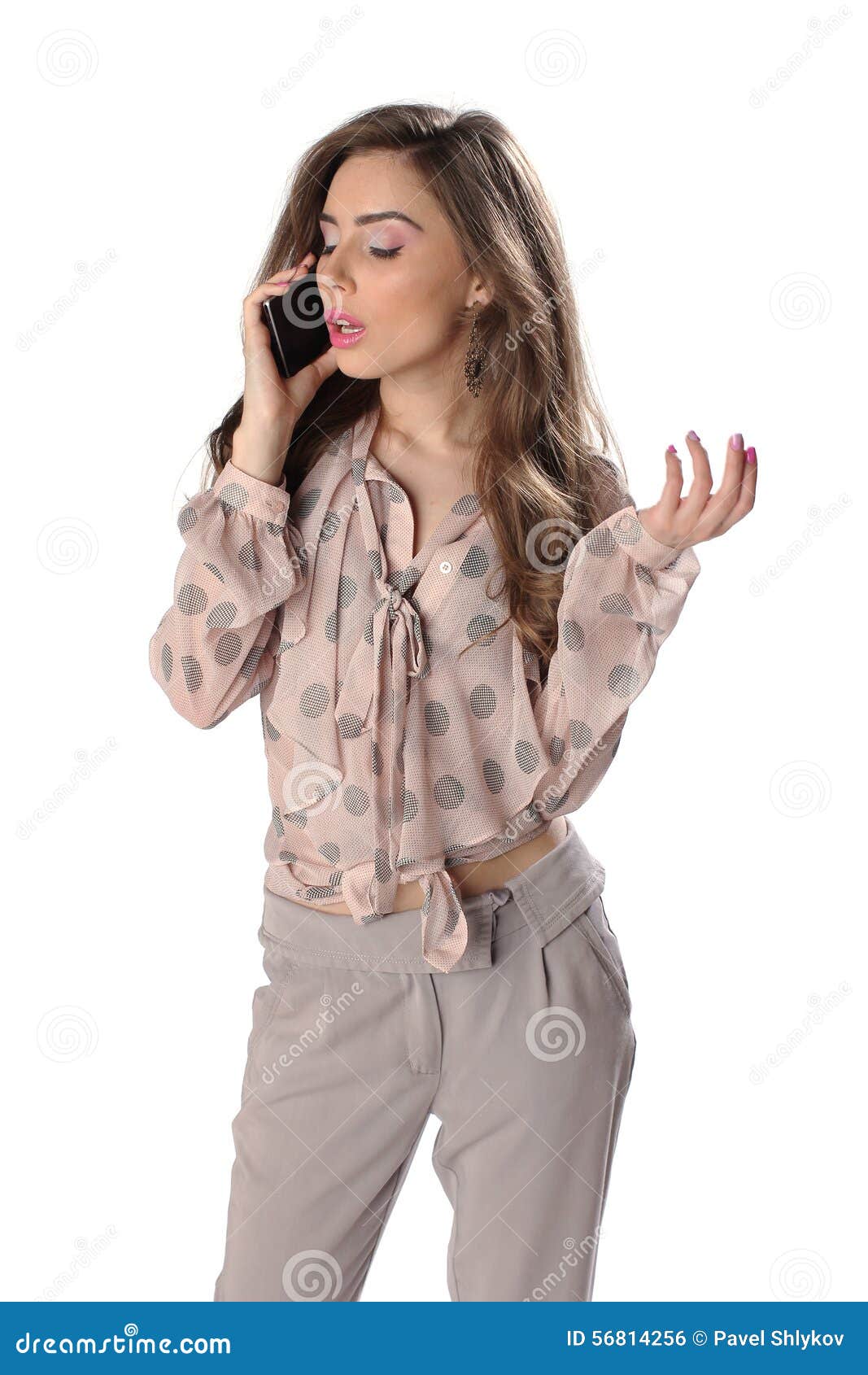 Pretty Woman Mobile Speaking Stock Photo - Image of gorgeous, enjoying ...