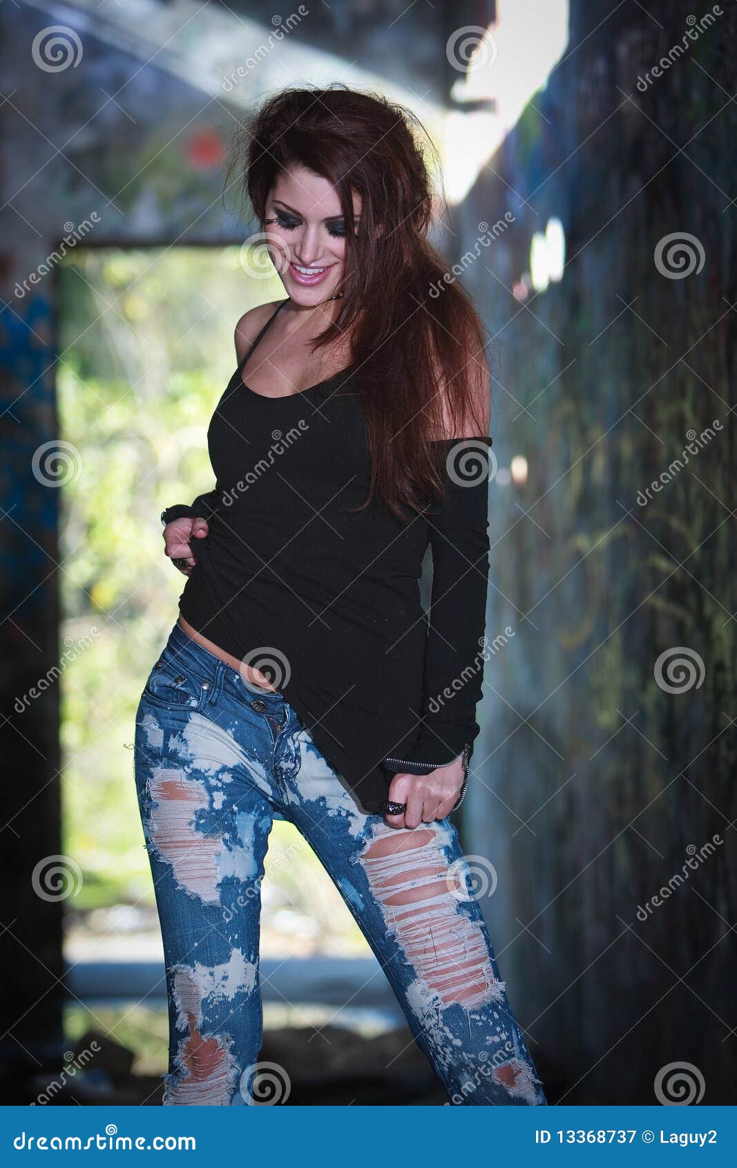 Pretty Woman Model in Urban Environment Stock Image - Image of model ...
