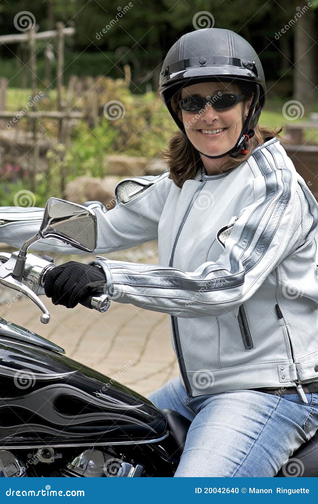 Pretty Woman on a Motorcycle Stock Photo - Image of pretty, helmet ...