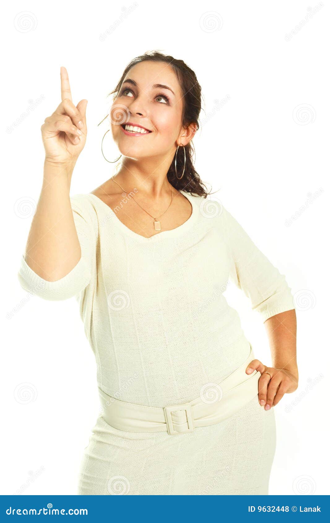 Pretty Woman Pointing at Something Stock Photo - Image of confidence ...