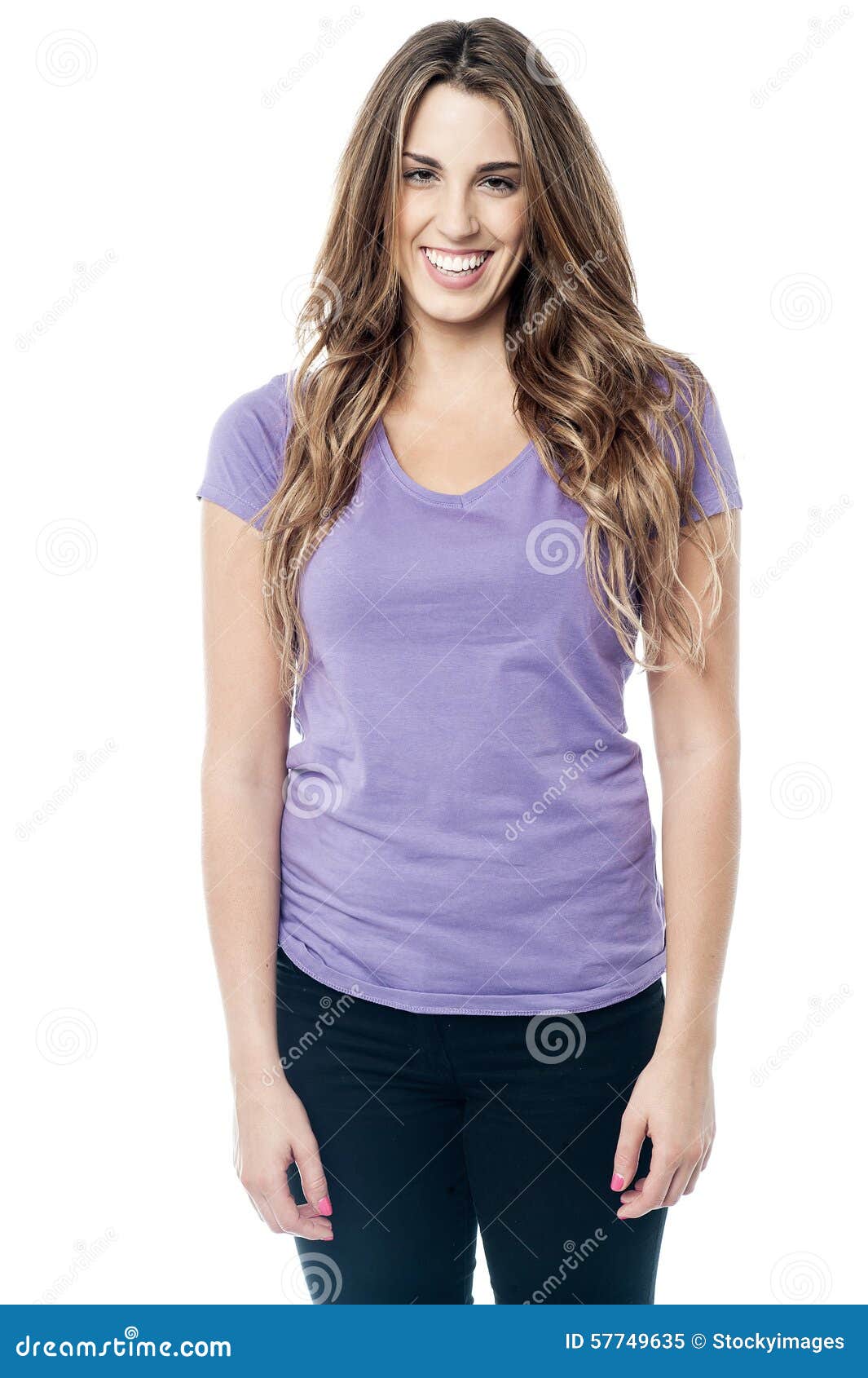 Pretty Woman Posing Casually. Stock Image - Image of hispanic, happy ...