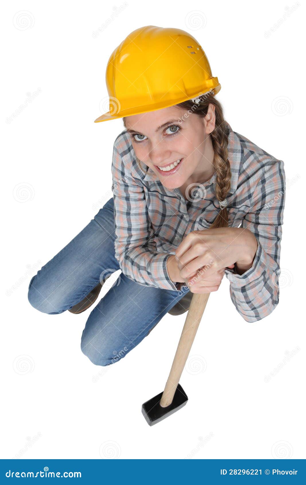 Pretty Woman Posing with Hammer Stock Image - Image of builder ...