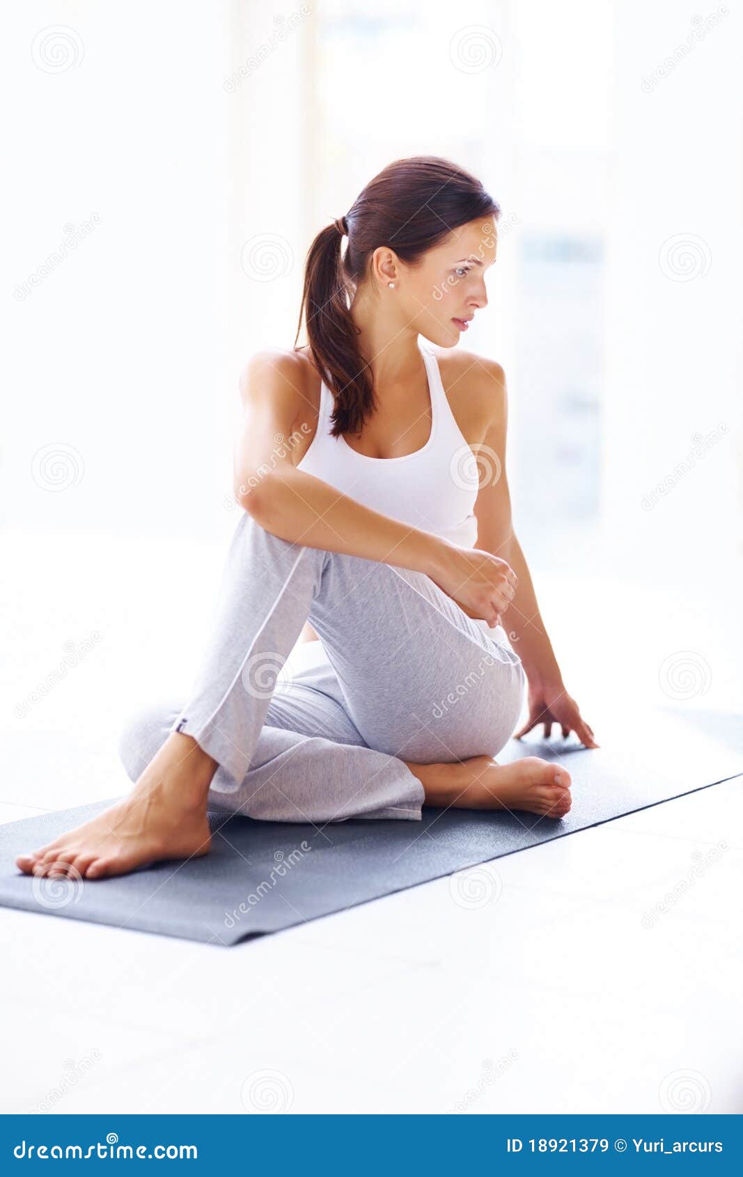 Pretty Woman Practising Yoga Stock Image - Image of people, exercising ...
