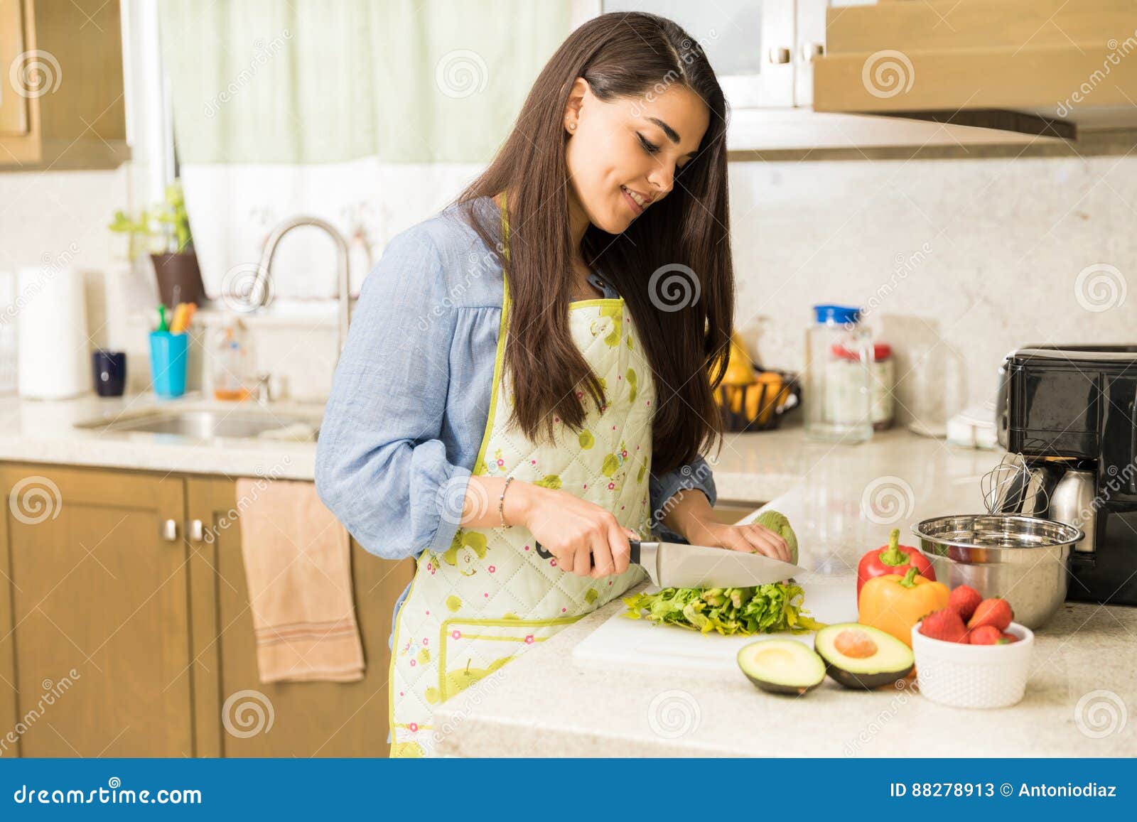 Pretty Woman Preparing Some Food At Home Stock Image Image Of