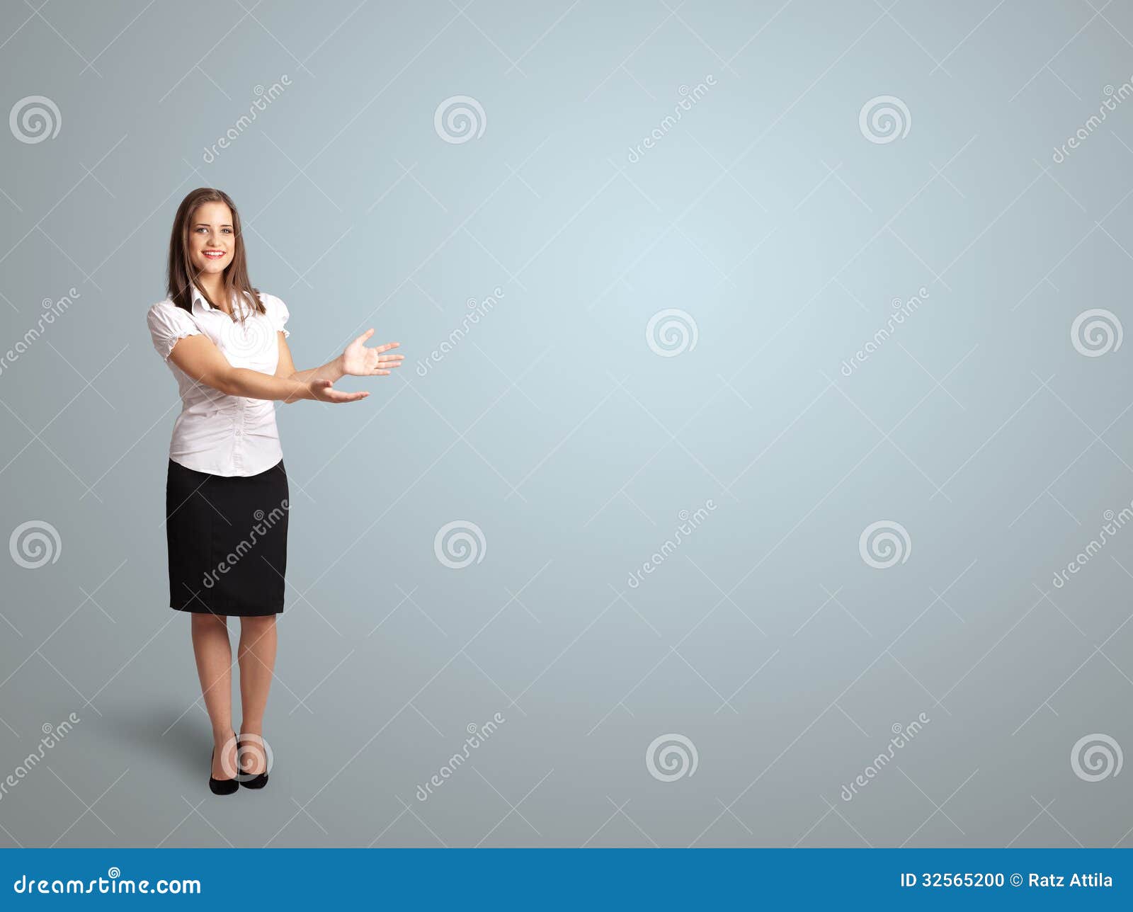 Pretty Woman Presenting Copy Space Stock Photo - Image of caucasian ...