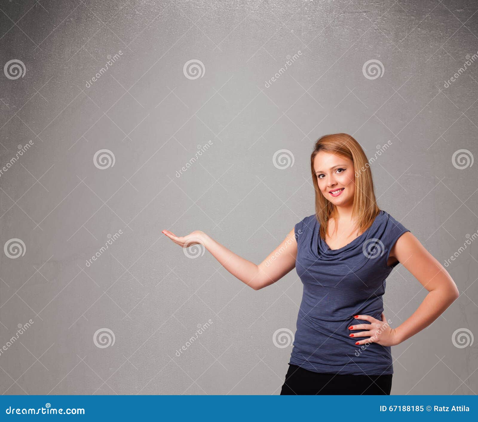 Pretty Woman Presenting an Empty Copy Space Stock Image - Image of ...