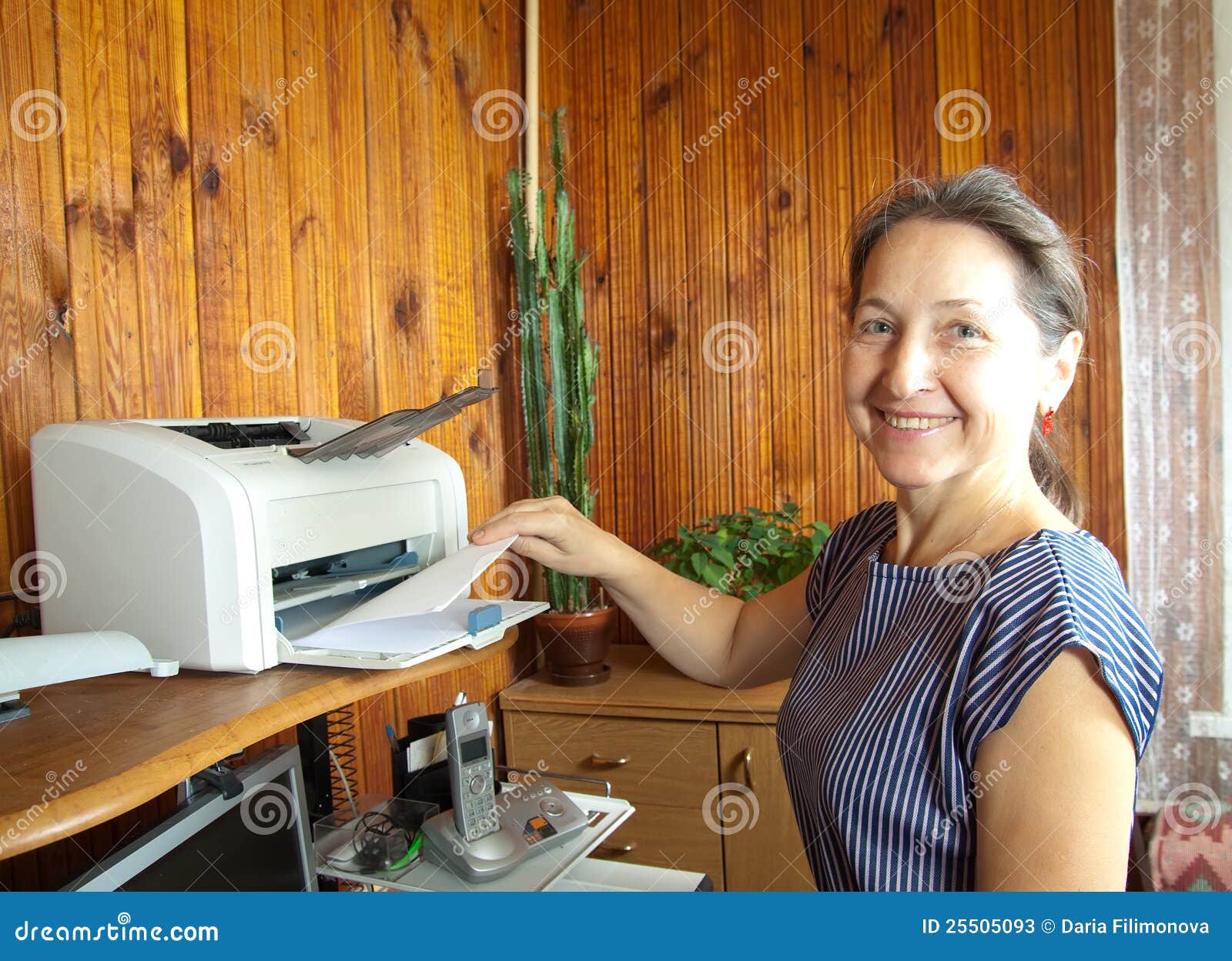 Pretty woman printing stock image. Image of female, office - 25505093