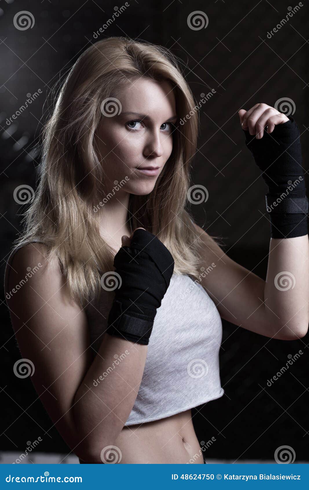 Pretty Woman Ready for Boxing Stock Photo - Image of practice, activity ...