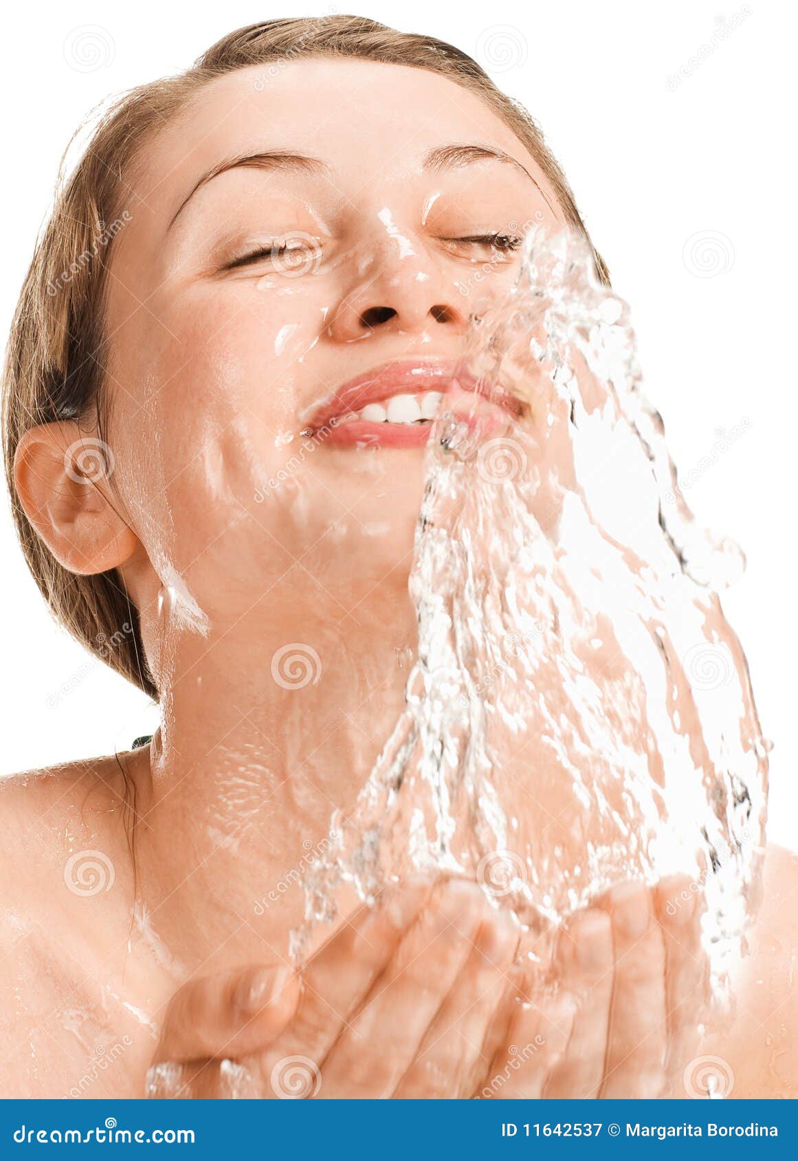 Pretty Woman Refreshing the Face Stock Image - Image of clean, person ...
