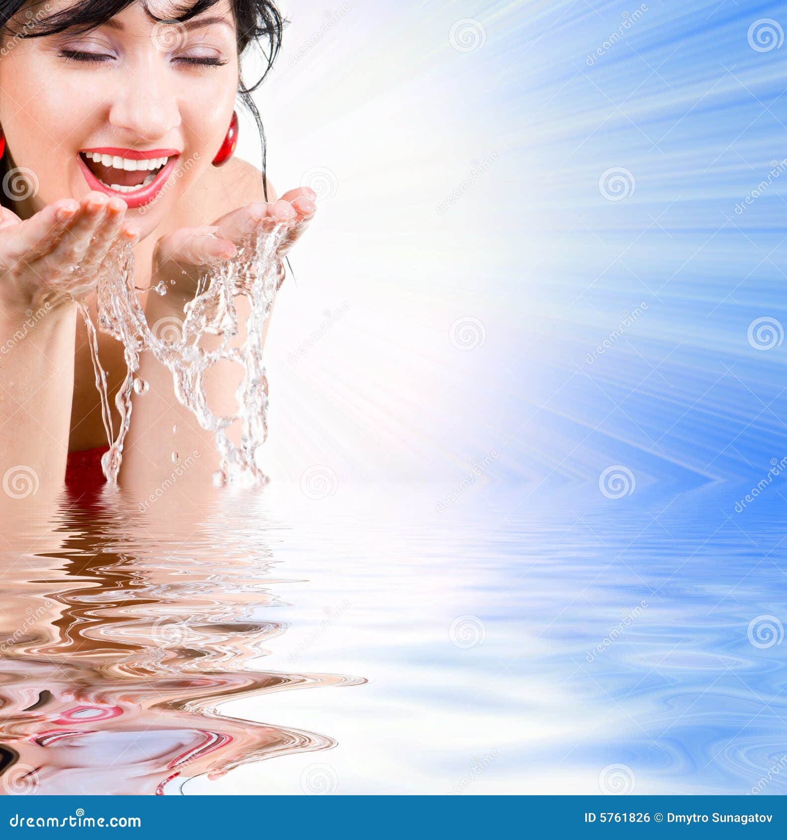 Pretty Woman Refreshing the Face Stock Photo - Image of hand, people ...