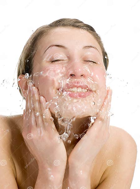 Pretty Woman Refreshing the Face Stock Image - Image of cosmetics, drop ...