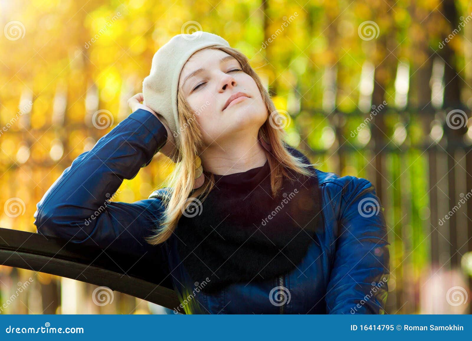 Pretty woman relaxing stock image. Image of golden, girl - 16414795
