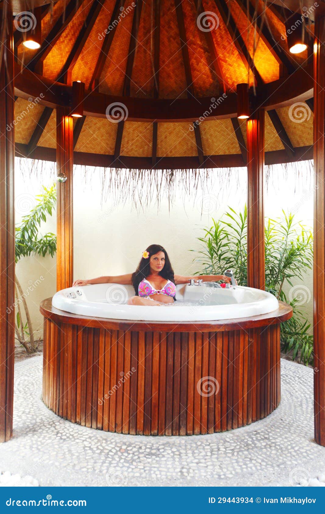 Pretty Woman Relaxing in Jacuzzi Stock Photo - Image of hotel, healthy ...
