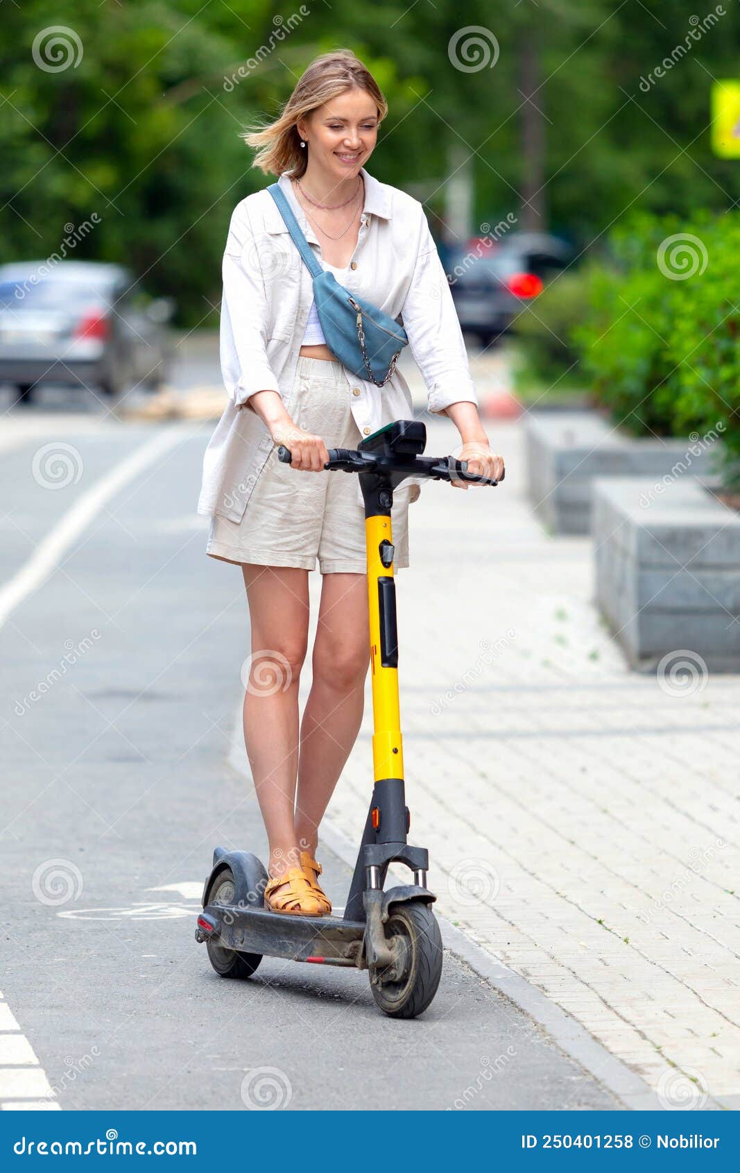 Pretty Woman Riding an Electric Scooter Stock Photo - Image of casual ...