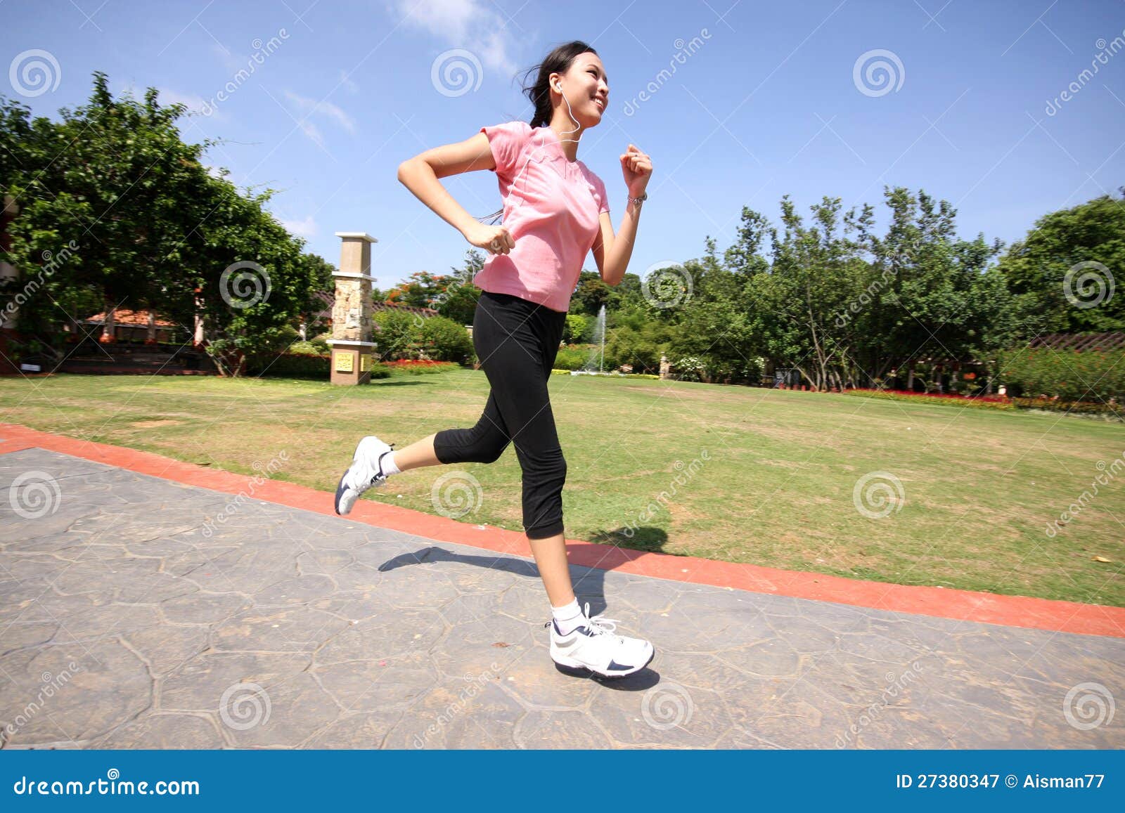 Pretty Woman Running Outdoors Stock Image - Image of park, outdoor ...