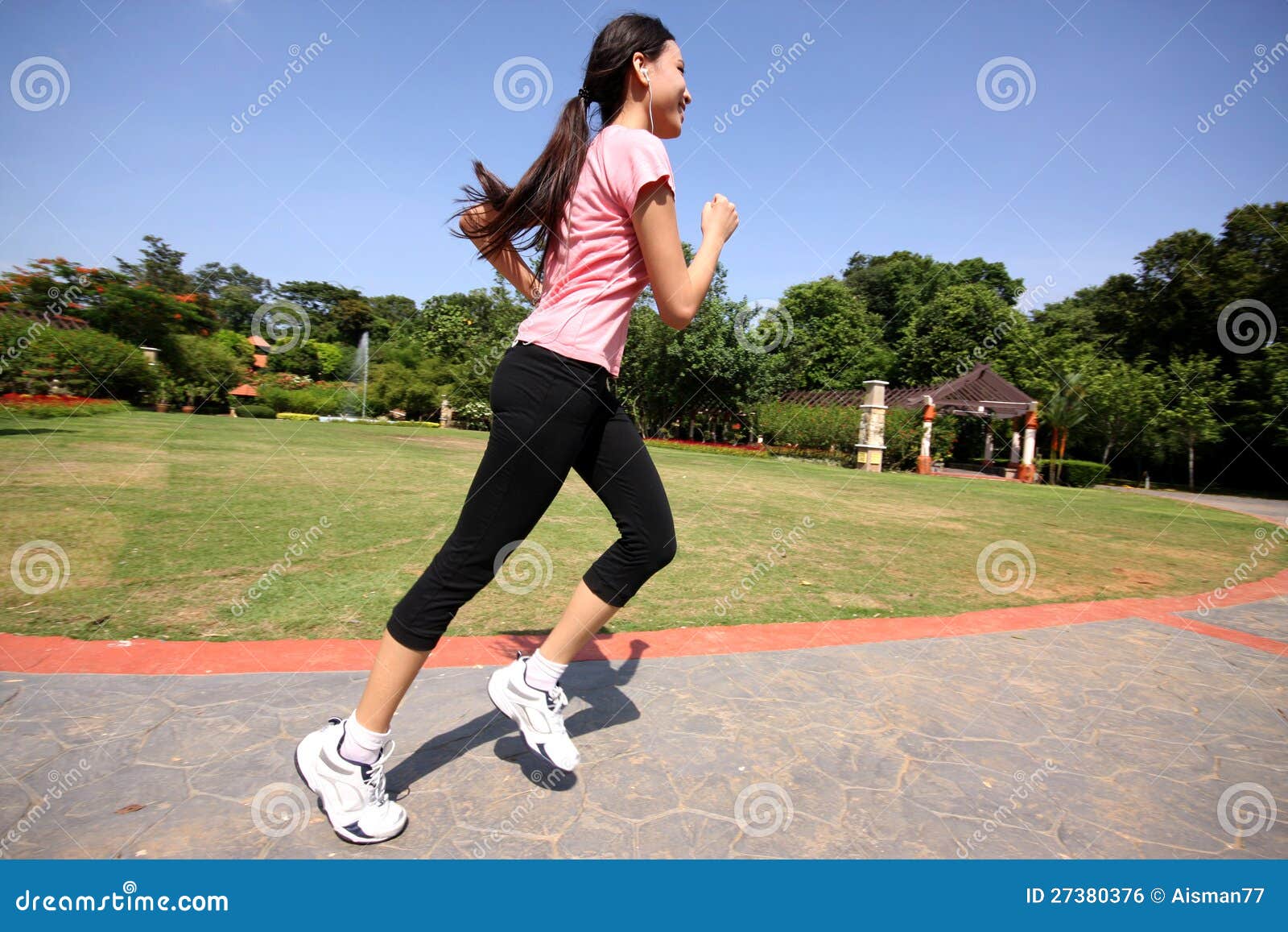 Pretty Woman Running Outdoors Stock Photo - Image of park, outdoor ...