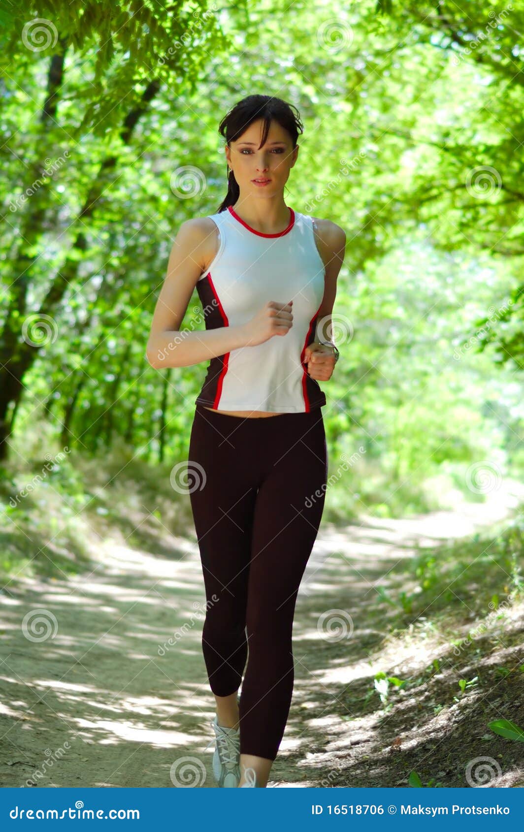Pretty Woman Running in the Park Stock Photo - Image of jogging ...
