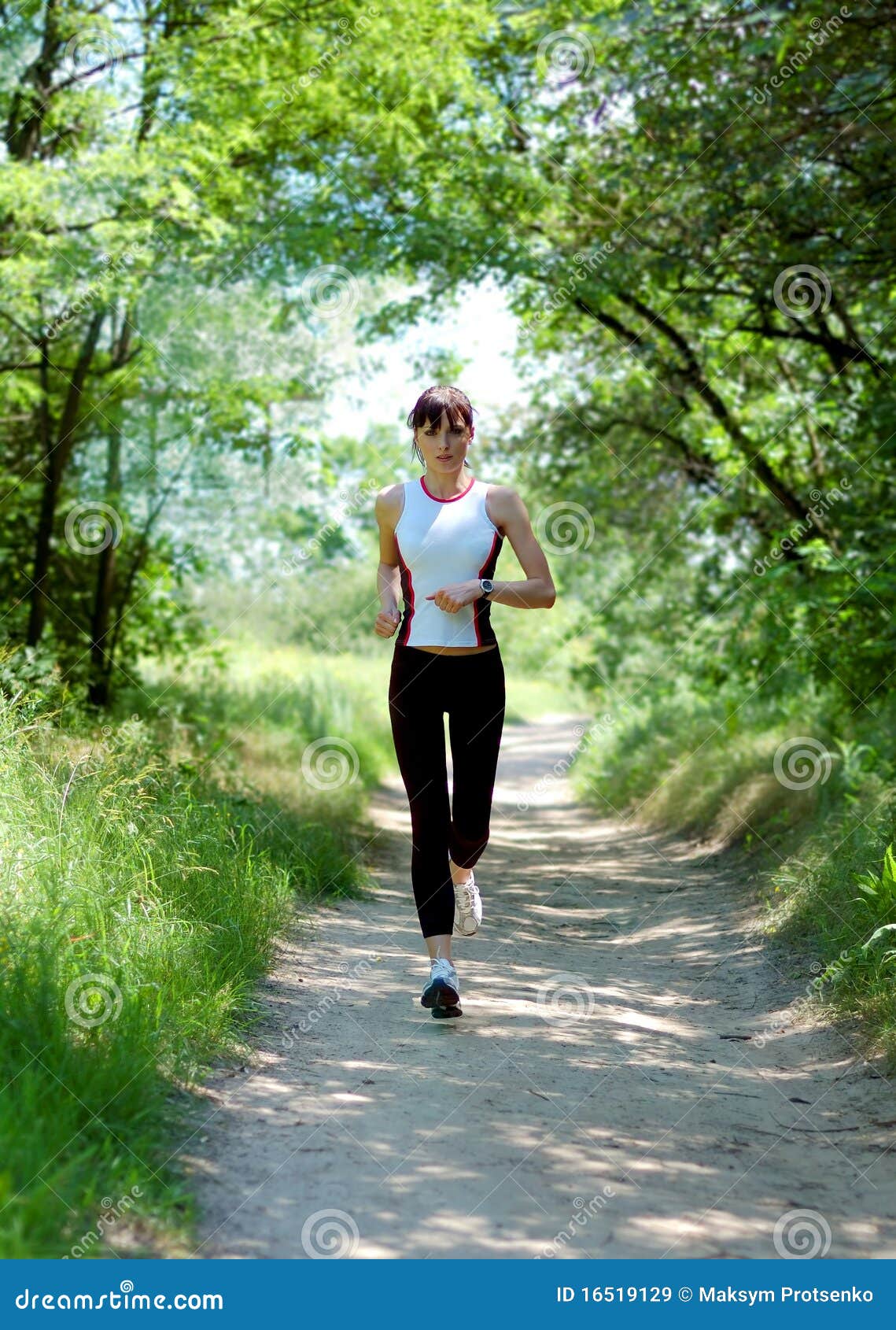 Pretty Woman Running in the Park Stock Image - Image of girl, action ...