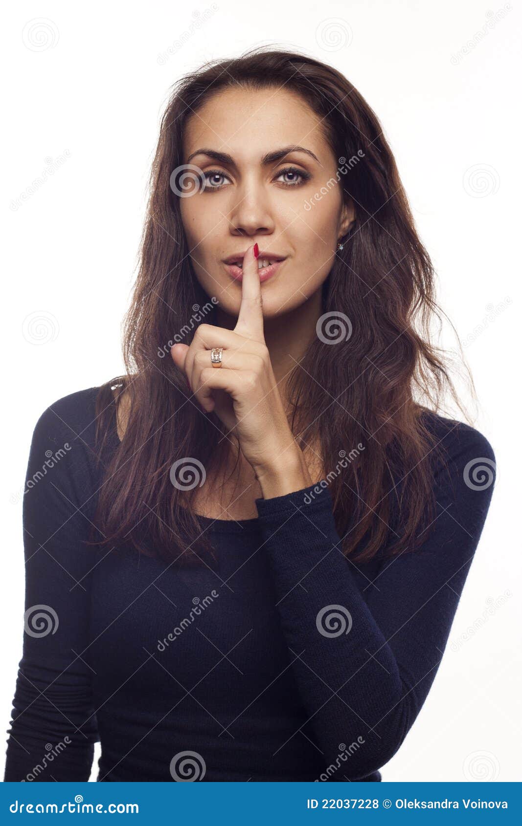 Pretty woman saying shh stock photo. Image of gesture - 22037228