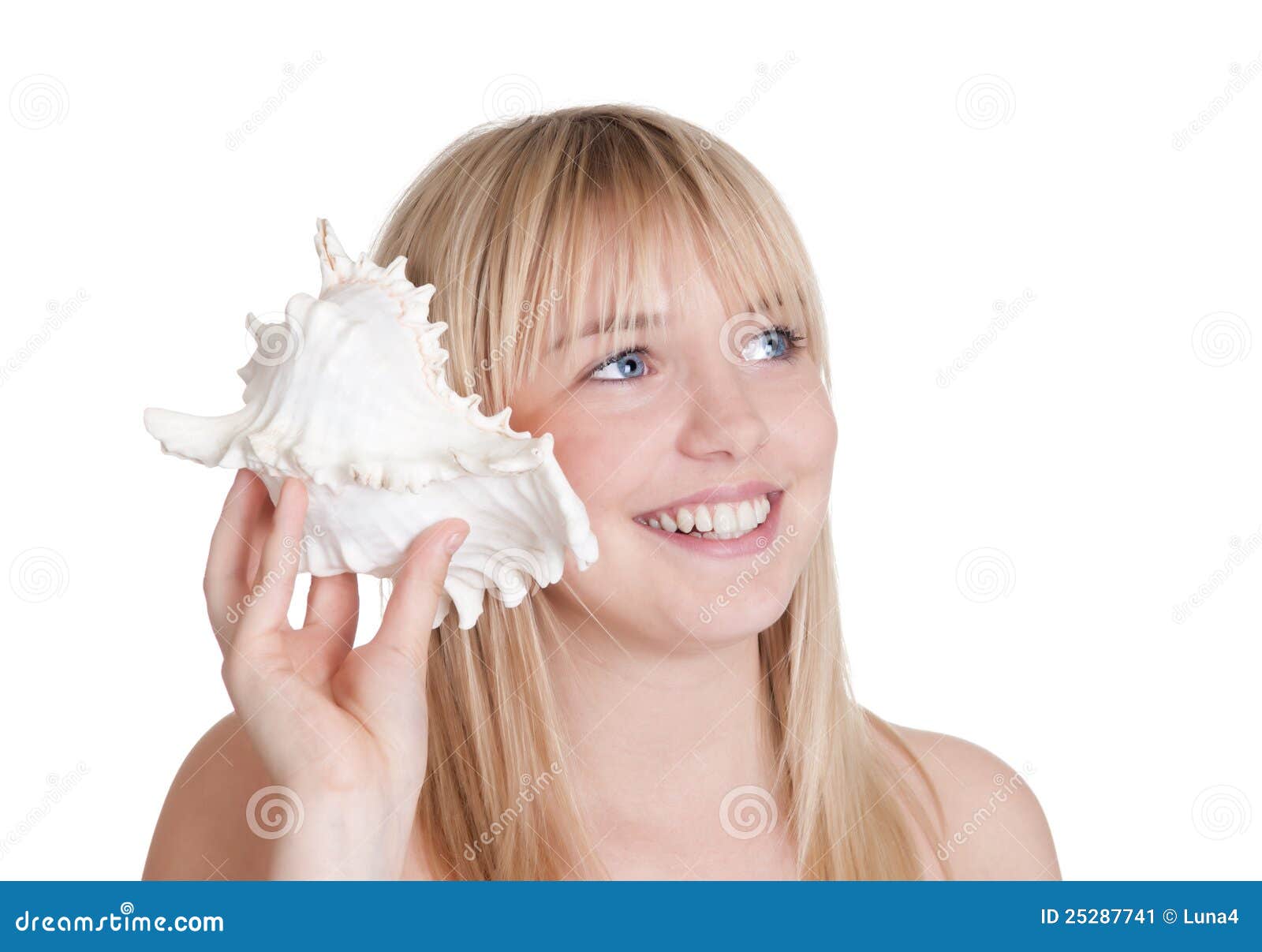 Pretty woman with seashell stock image. Image of summer - 25287741