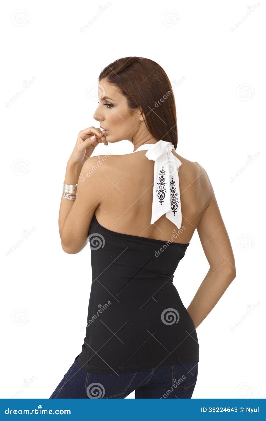 Pretty Woman Showing Back and Profile Stock Image - Image of beautiful ...