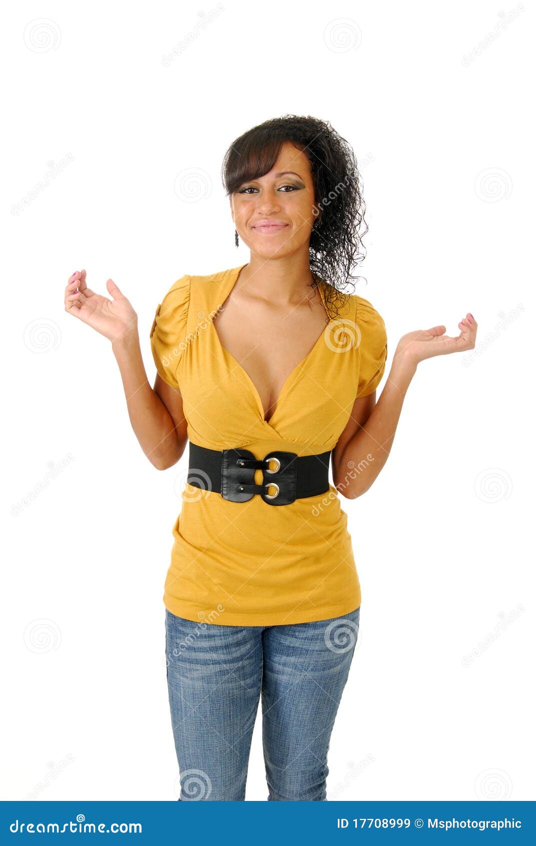 Pretty woman shrugging stock image. Image of shrug, cute - 17708999