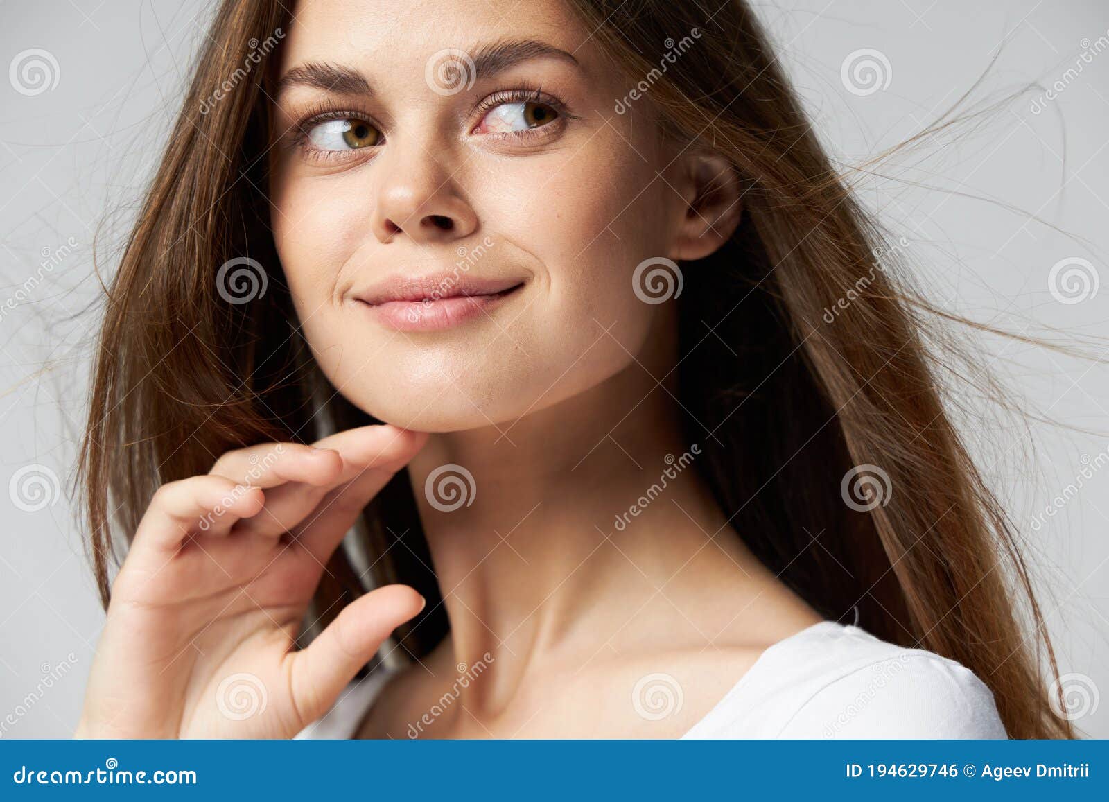 Pretty Woman Side Glance Close-up Studio Stock Photo - Image of concept ...