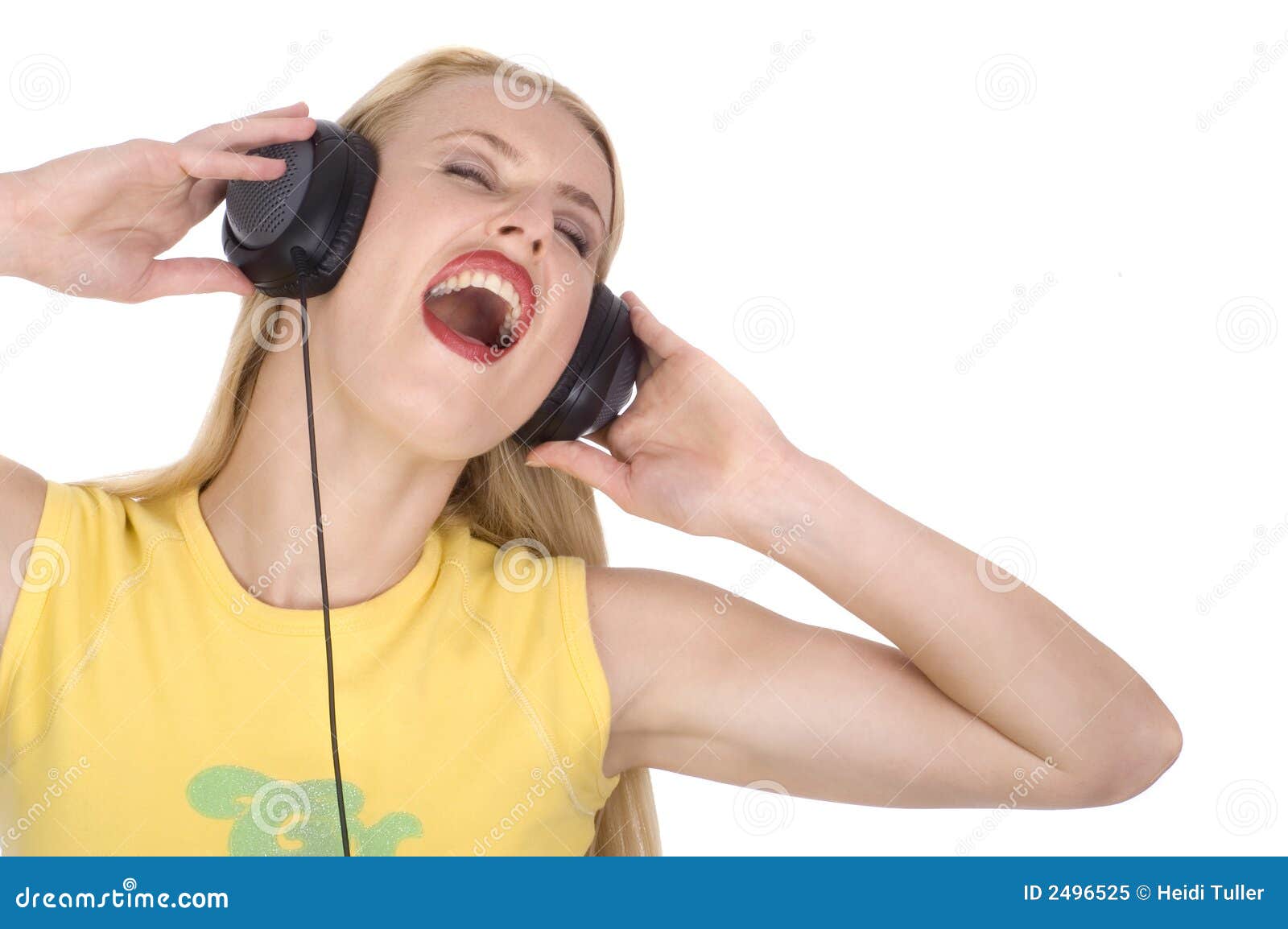 Pretty Woman Singing Out Loud Stock Image - Image of white, lips: 2496525