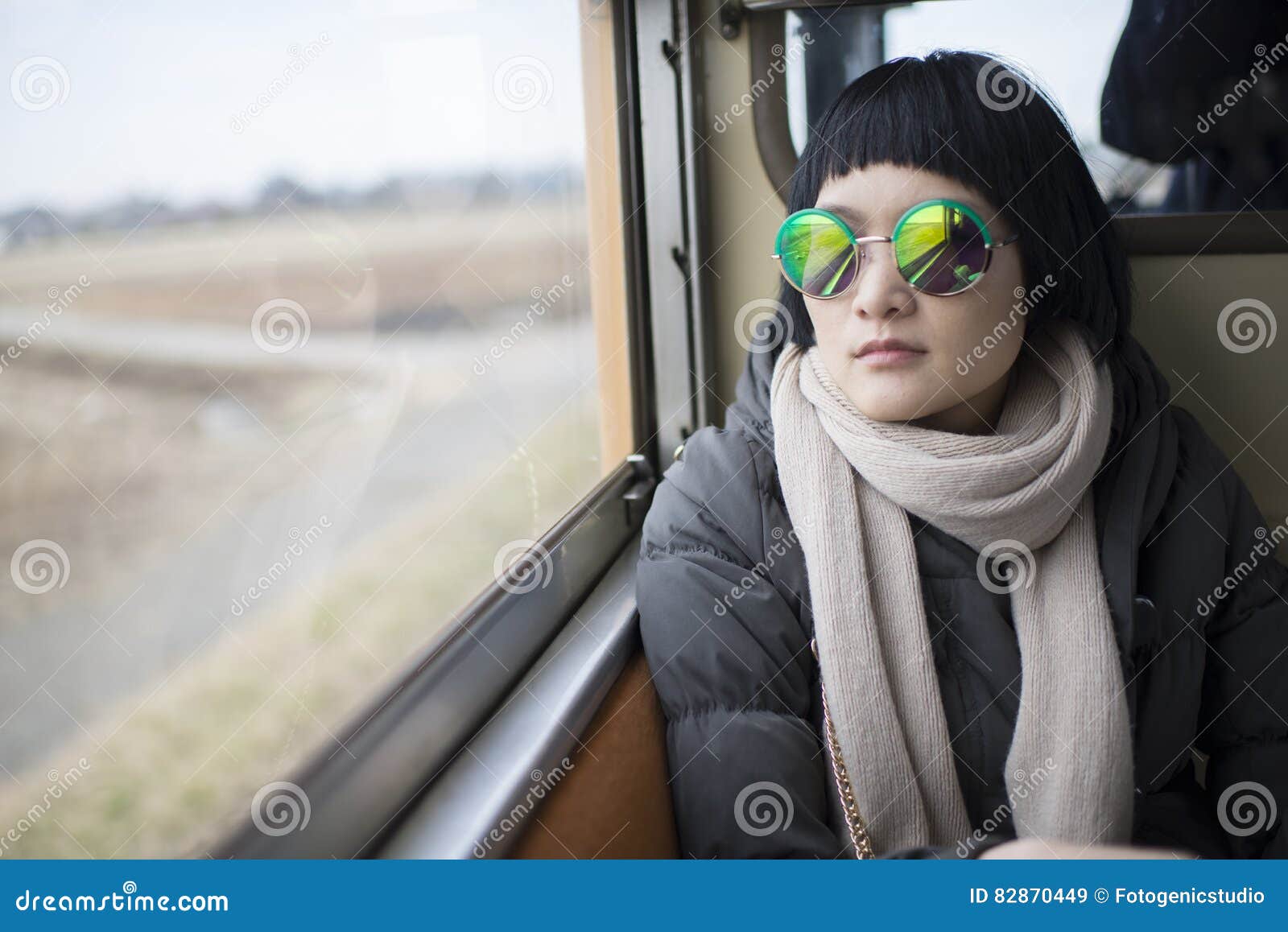 Pretty Woman Sitting in the Train Stock Image - Image of travel ...