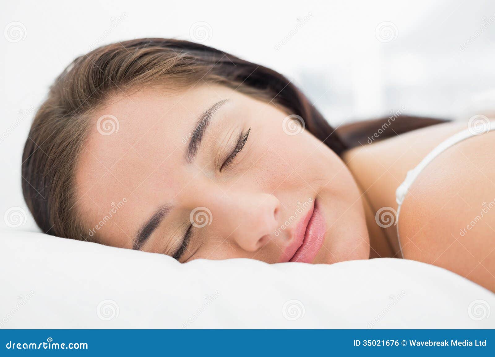 Pretty Woman Sleeping in Bed Stock Photo - Image of peaceful, closeup ...