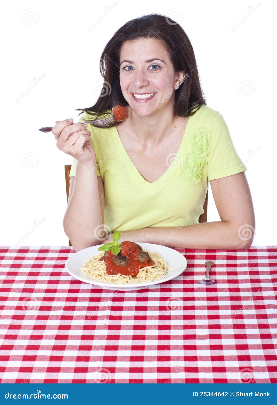 Pretty Woman with Spaghetti Stock Photo - Image of check, fresh: 25344642