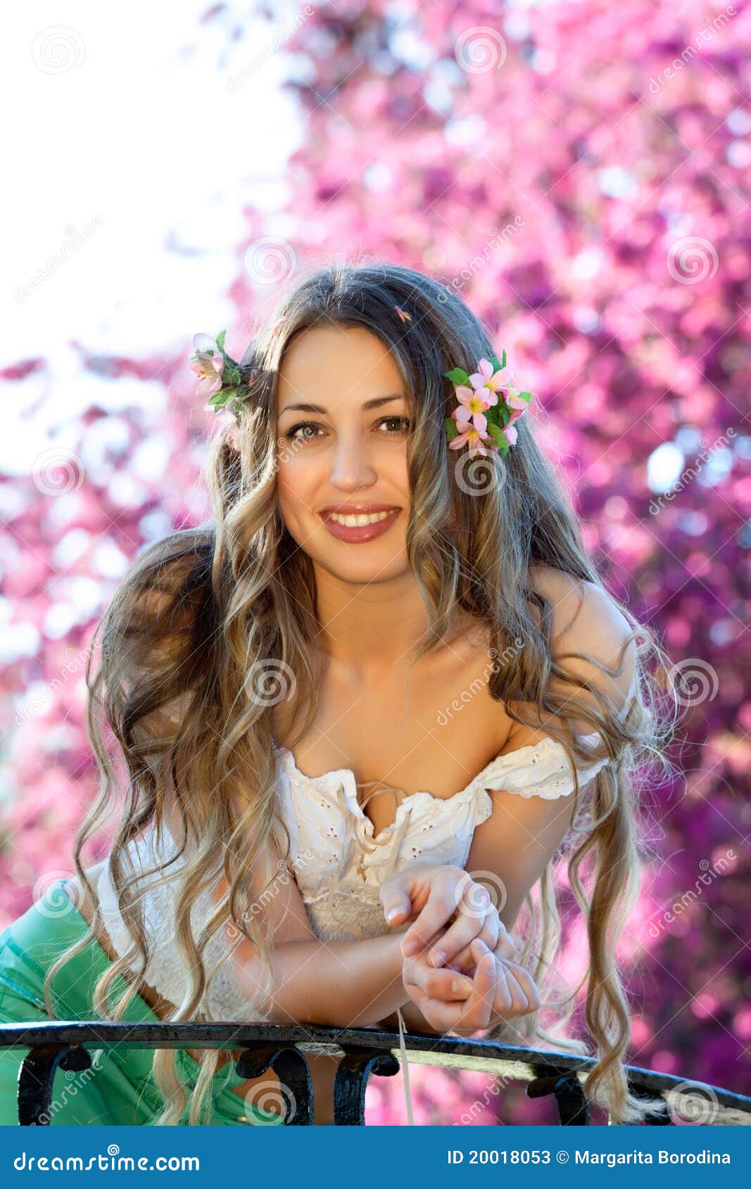 Pretty Woman among a Spring Blossom Stock Image - Image of lifestyle ...