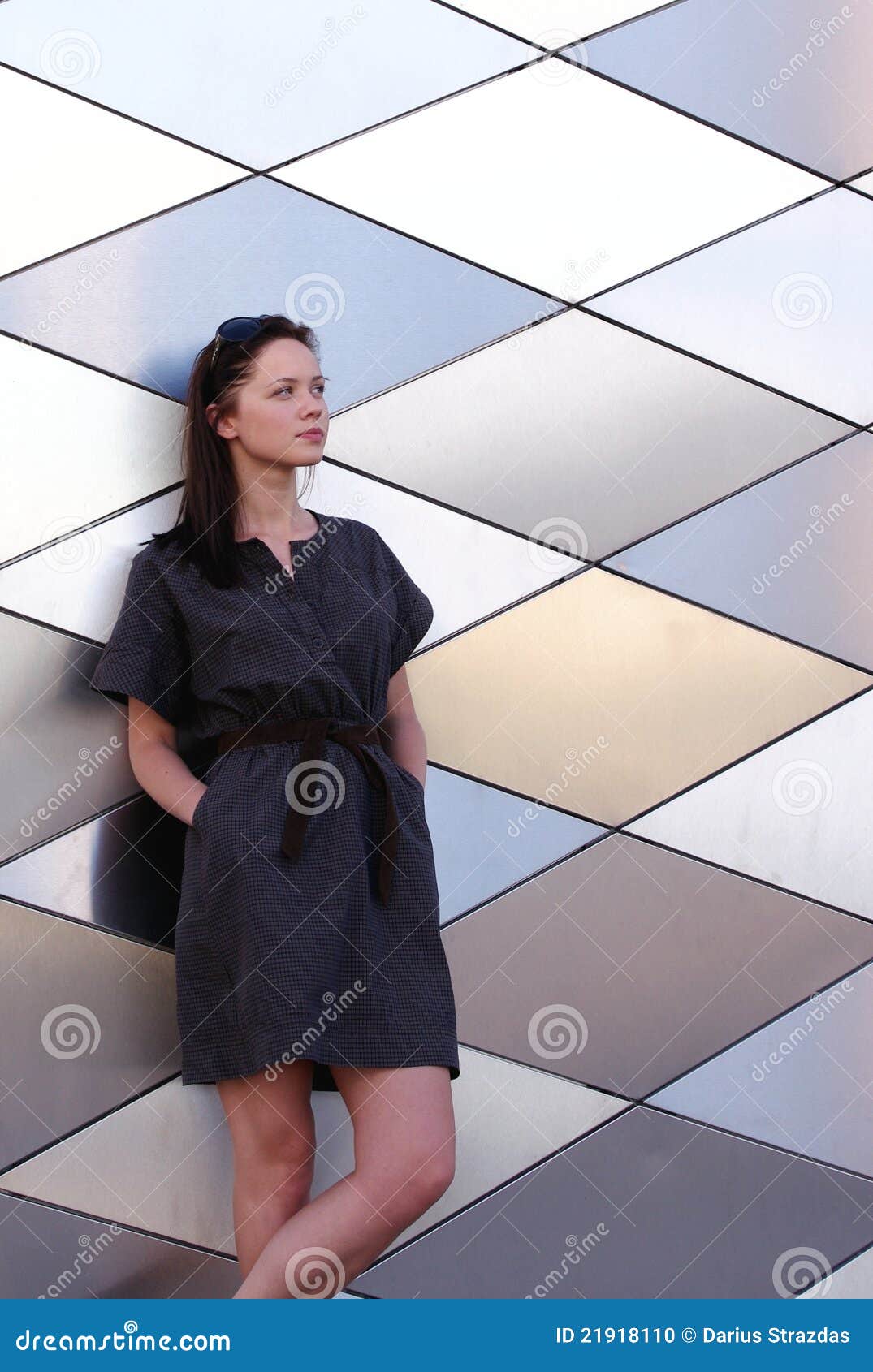 Pretty Woman Standing and Looking Hands in Pocket Stock Photo - Image ...