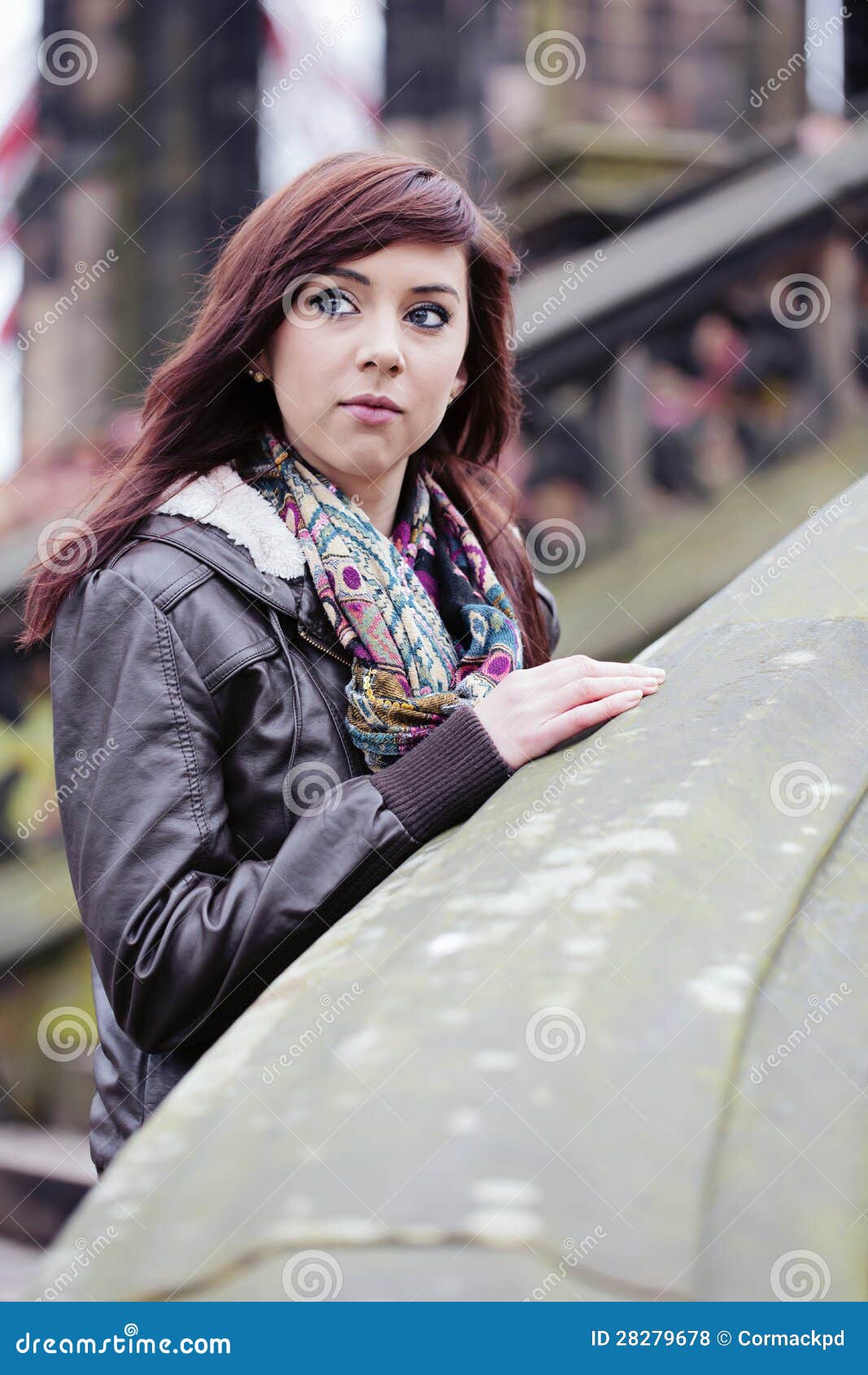 Pretty Woman Standing on Steps Stock Photo - Image of female, pretty ...