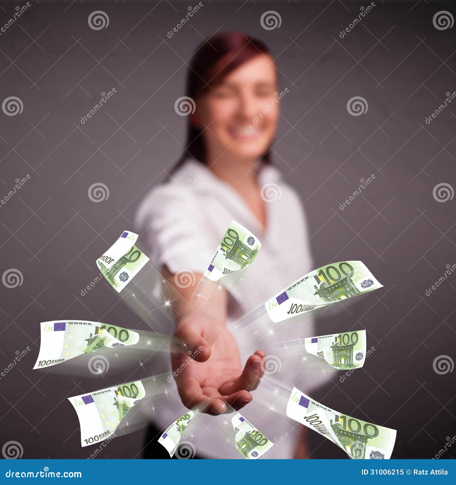 Pretty Woman Standing and Throwing Money Stock Image - Image of ...