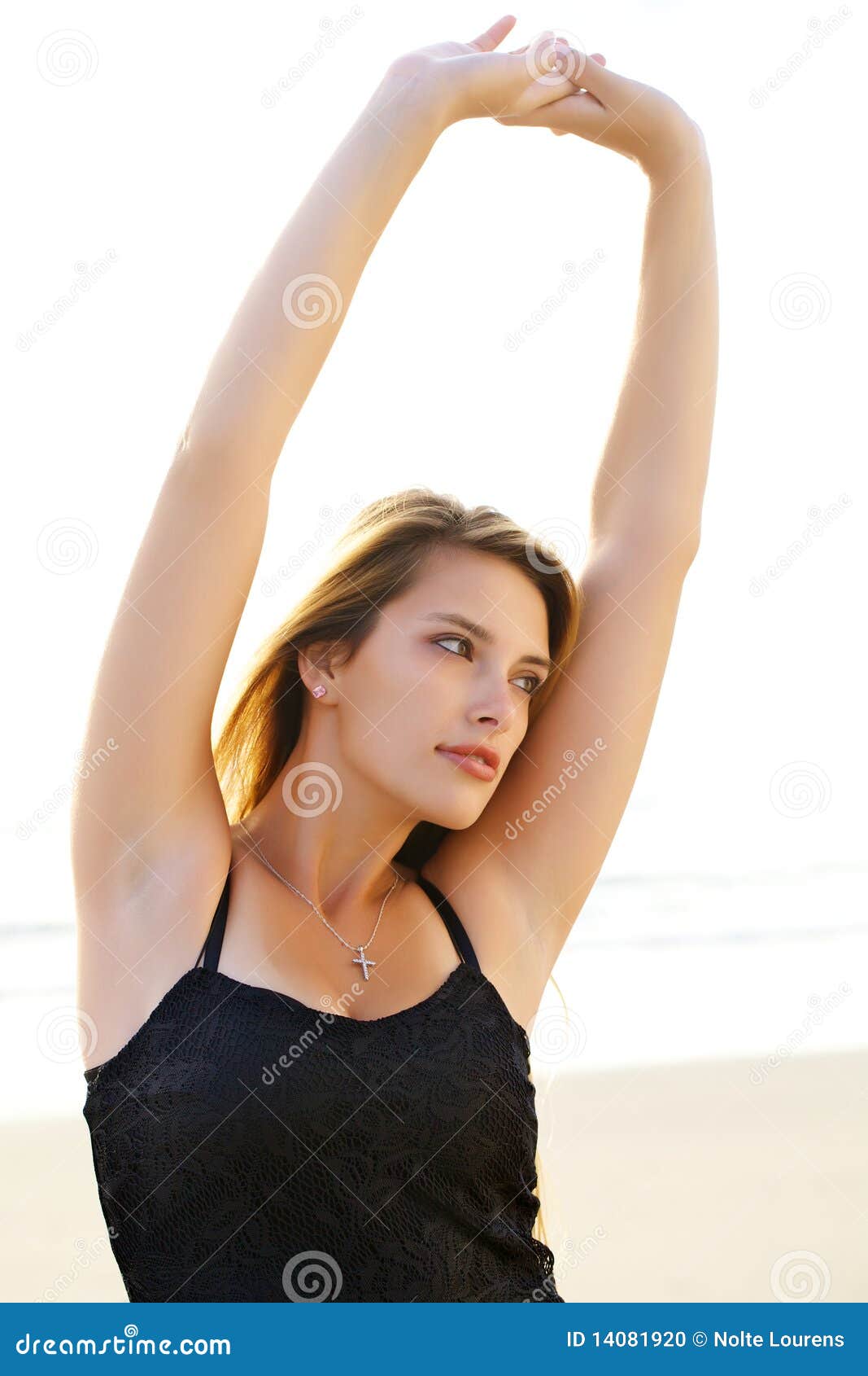 Pretty woman stretching stock photo. Image of relaxation - 14081920
