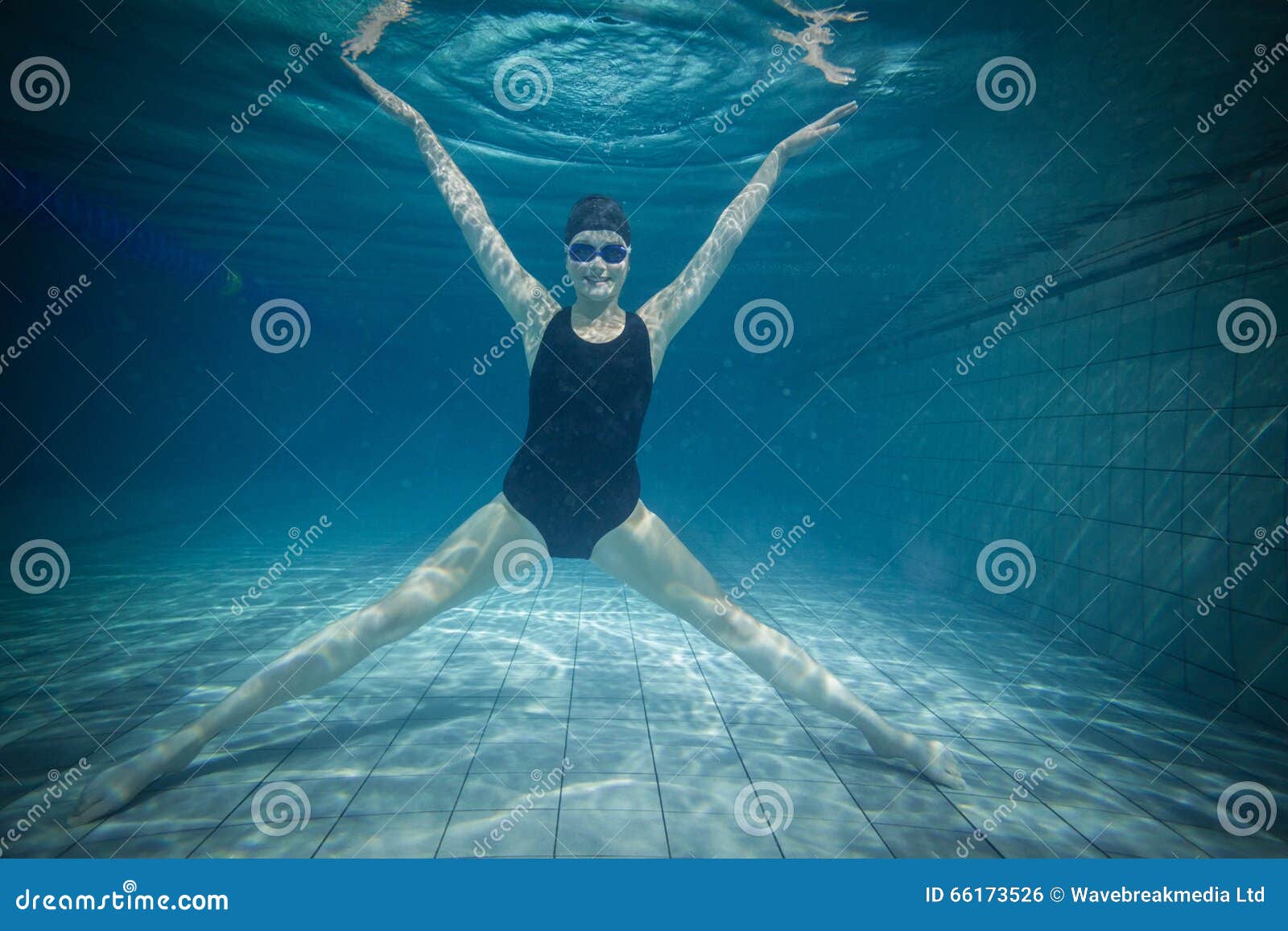 Pretty Woman Stretching Underwater Stock Photo - Image of person ...