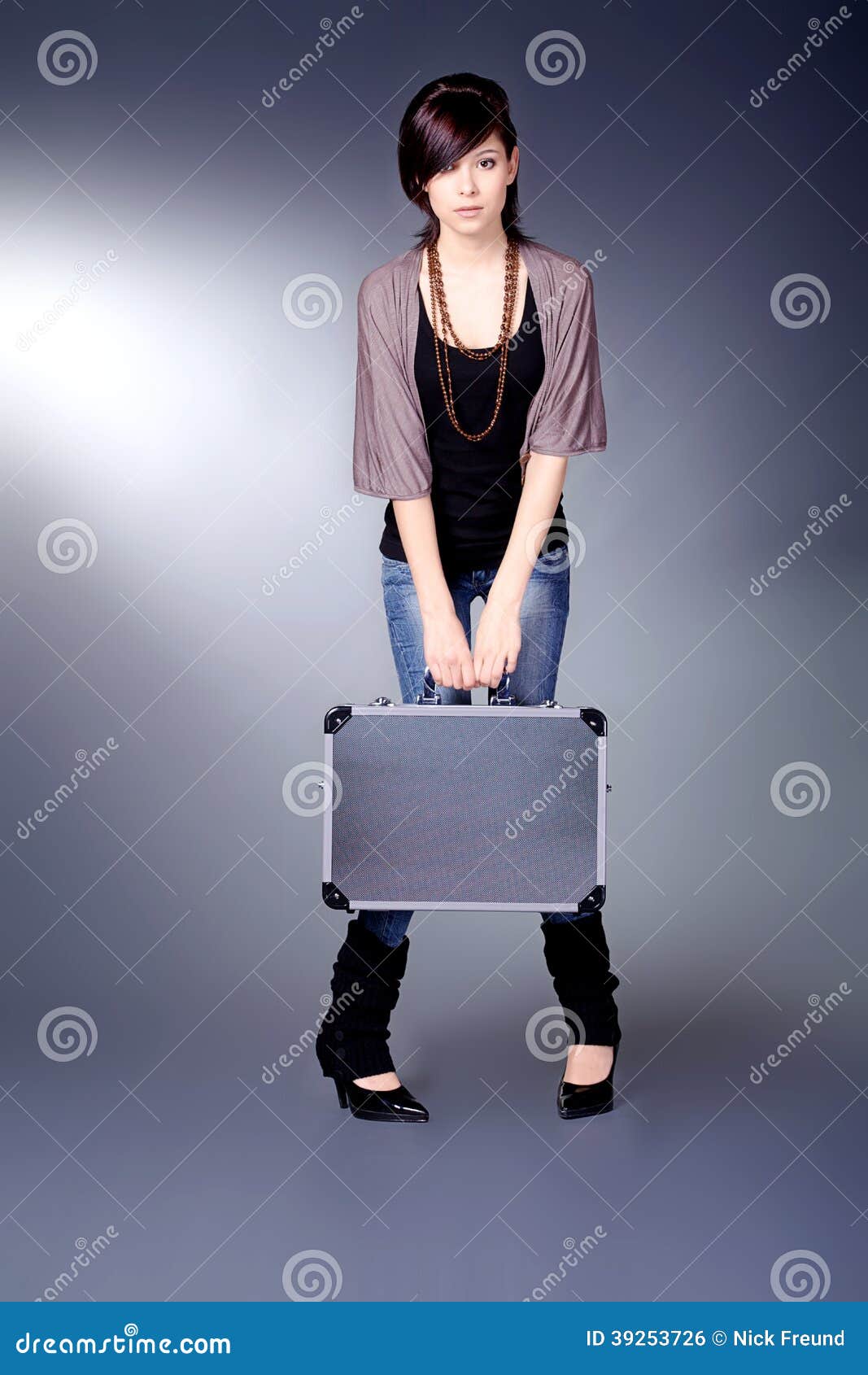 Pretty woman with suitcase stock photo. Image of erotic - 39253726