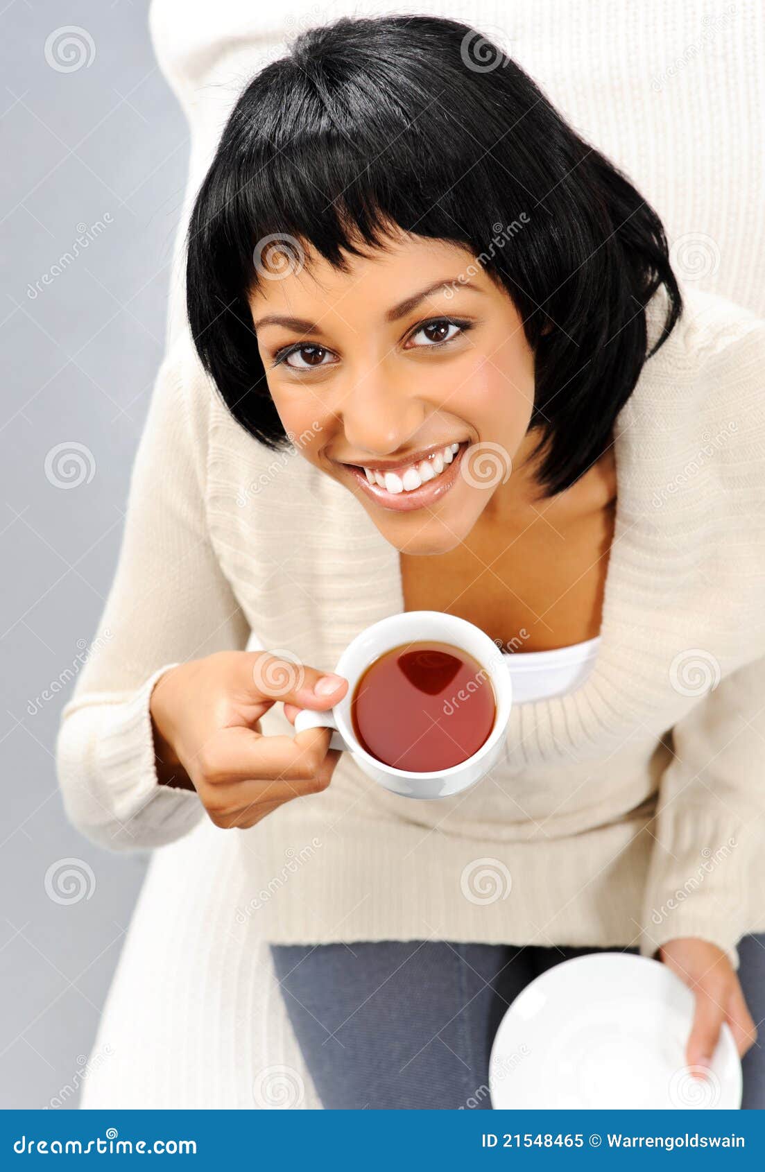 Pretty woman with tea stock image. Image of drink, pretty - 21548465