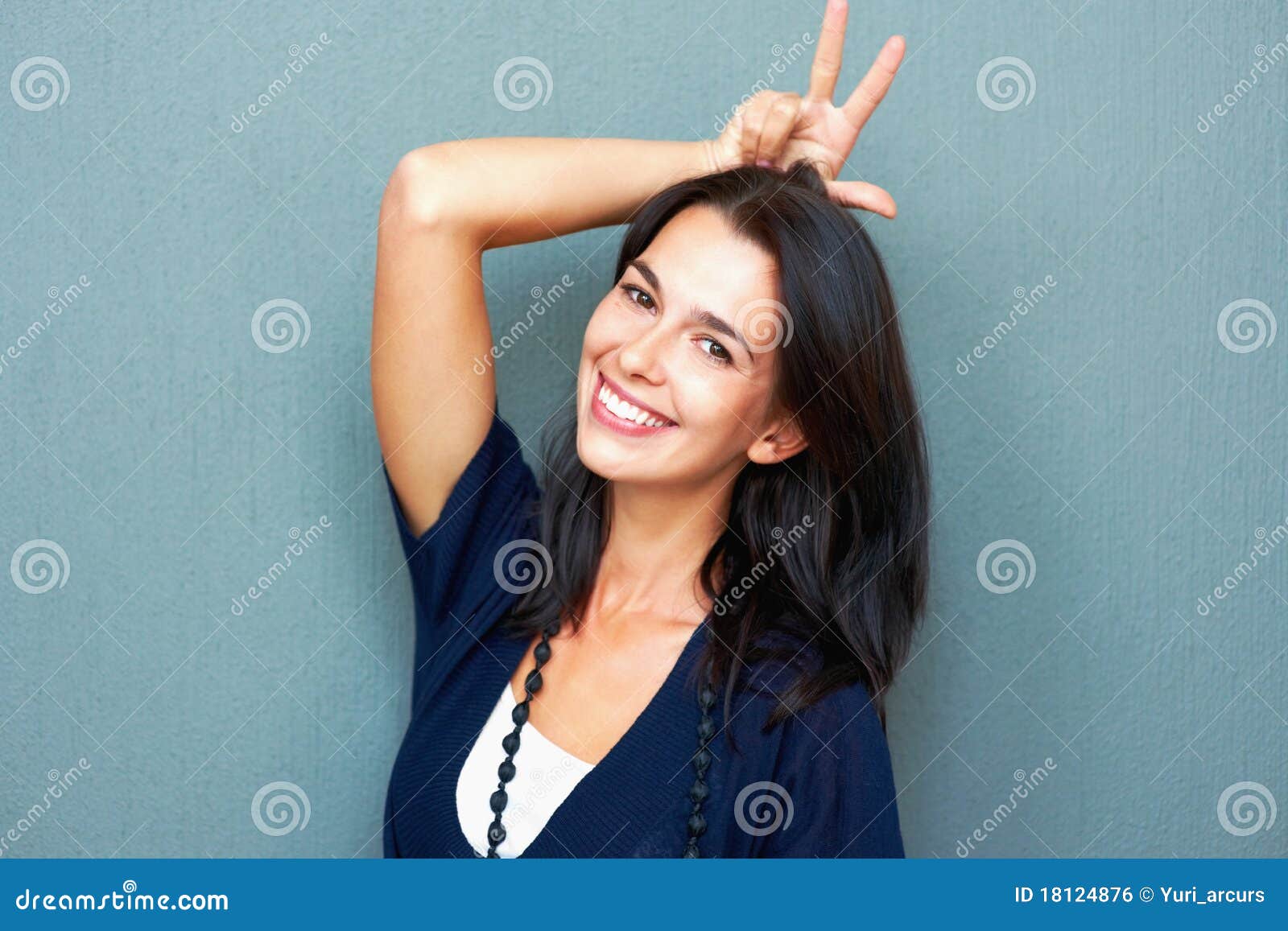 Pretty woman teasing stock photo. Image of gesture, relaxation - 18124876