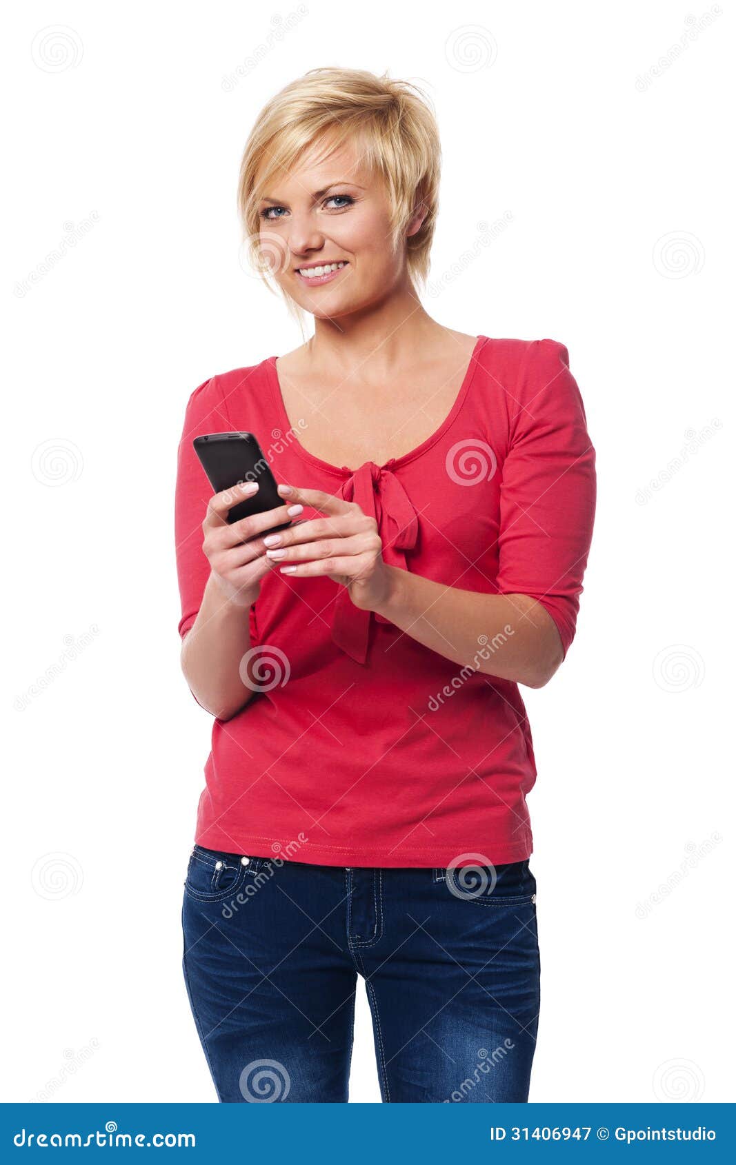 Pretty Woman Text Messaging Stock Image - Image of person, messaging ...