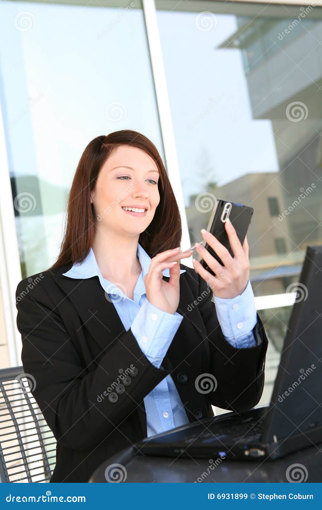 Pretty Woman Texting at Work Stock Image - Image of outdoor, confident ...