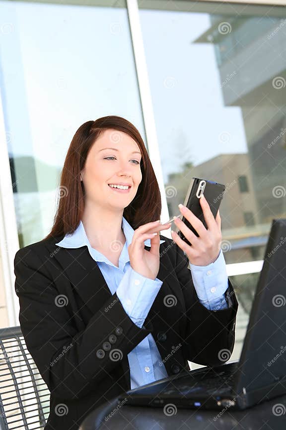 Pretty Woman Texting at Work Stock Image - Image of outdoor, confident ...