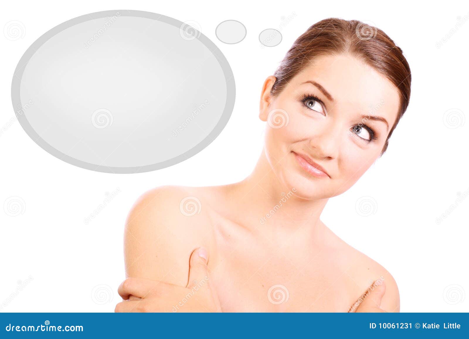 Pretty Woman Thinking with Thought Bubble Stock Image - Image of girl ...